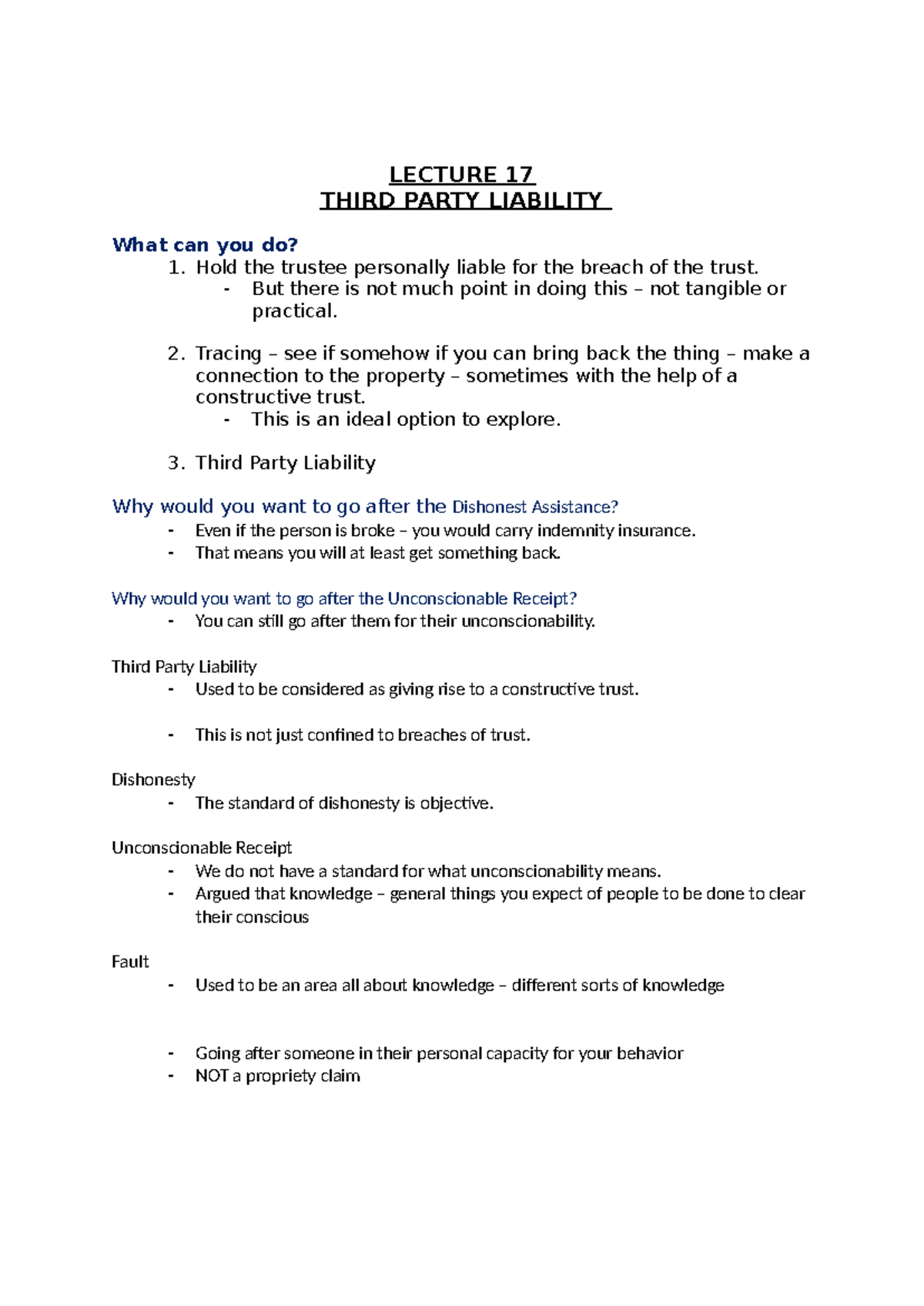 Lecture 17 - Third Party Liability - LECTURE 17 THIRD PARTY LIABILITY ...