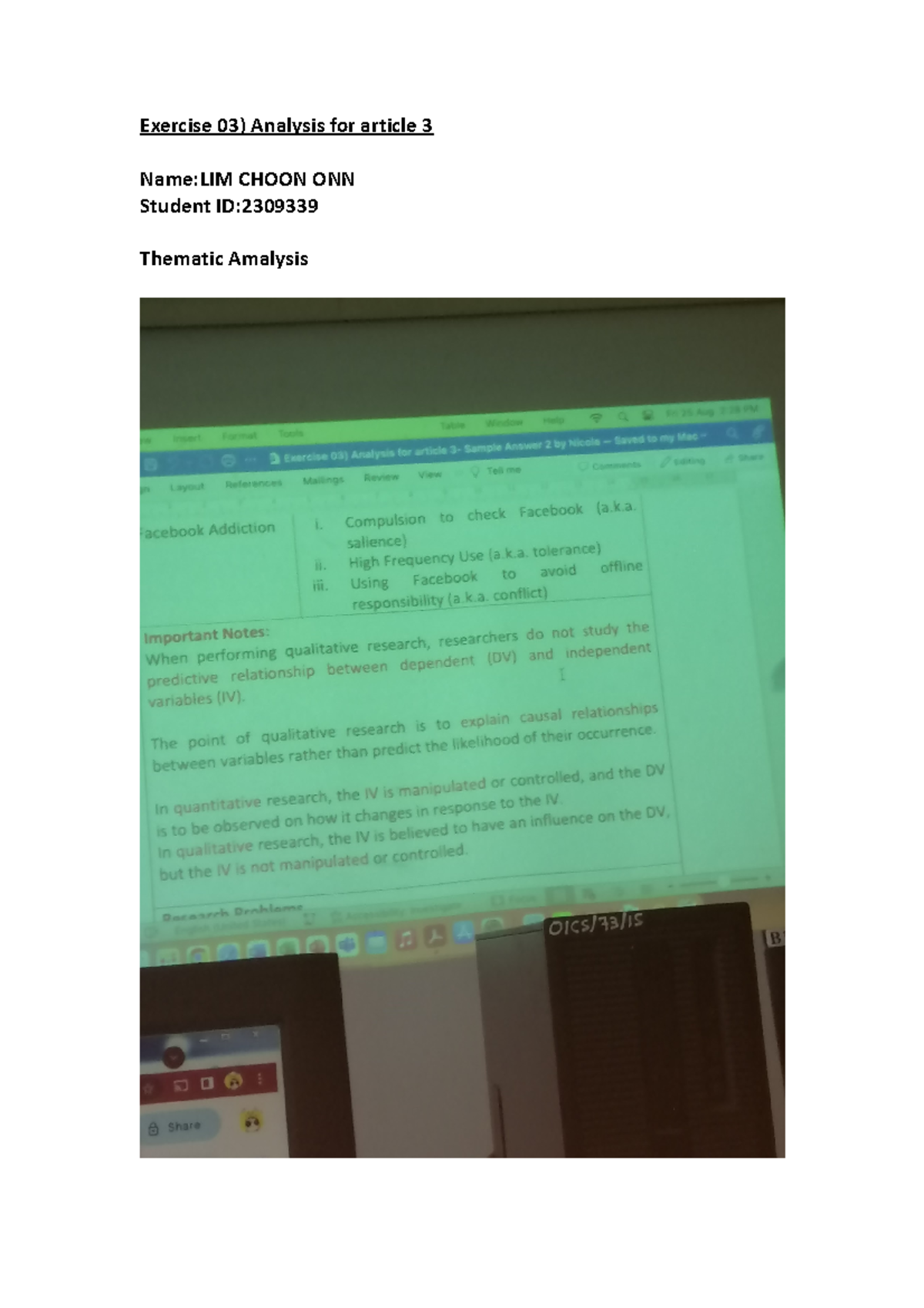 Exercise 03) Analysis for article 3 - Exercise 03) Analysis for article ...