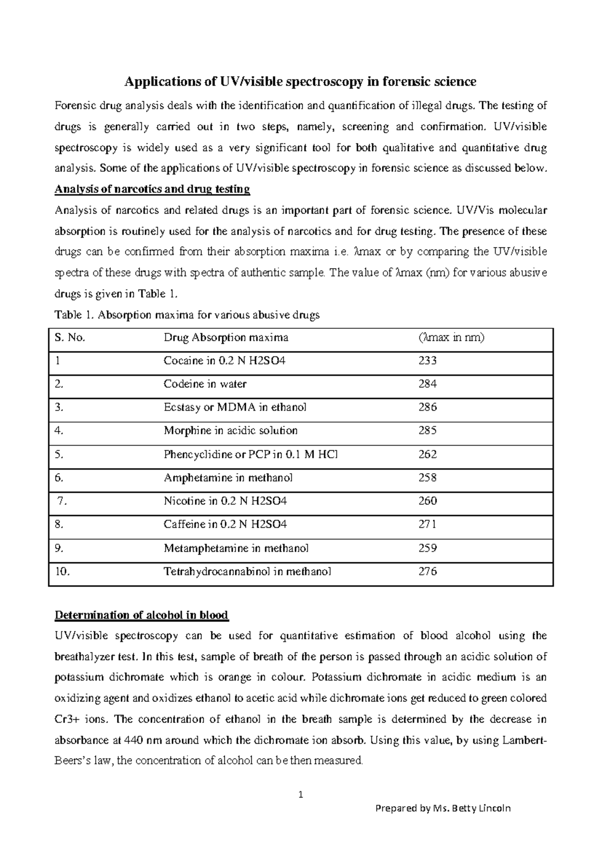 Applications of UV forensic science - 1 Applications of UV/visible ...