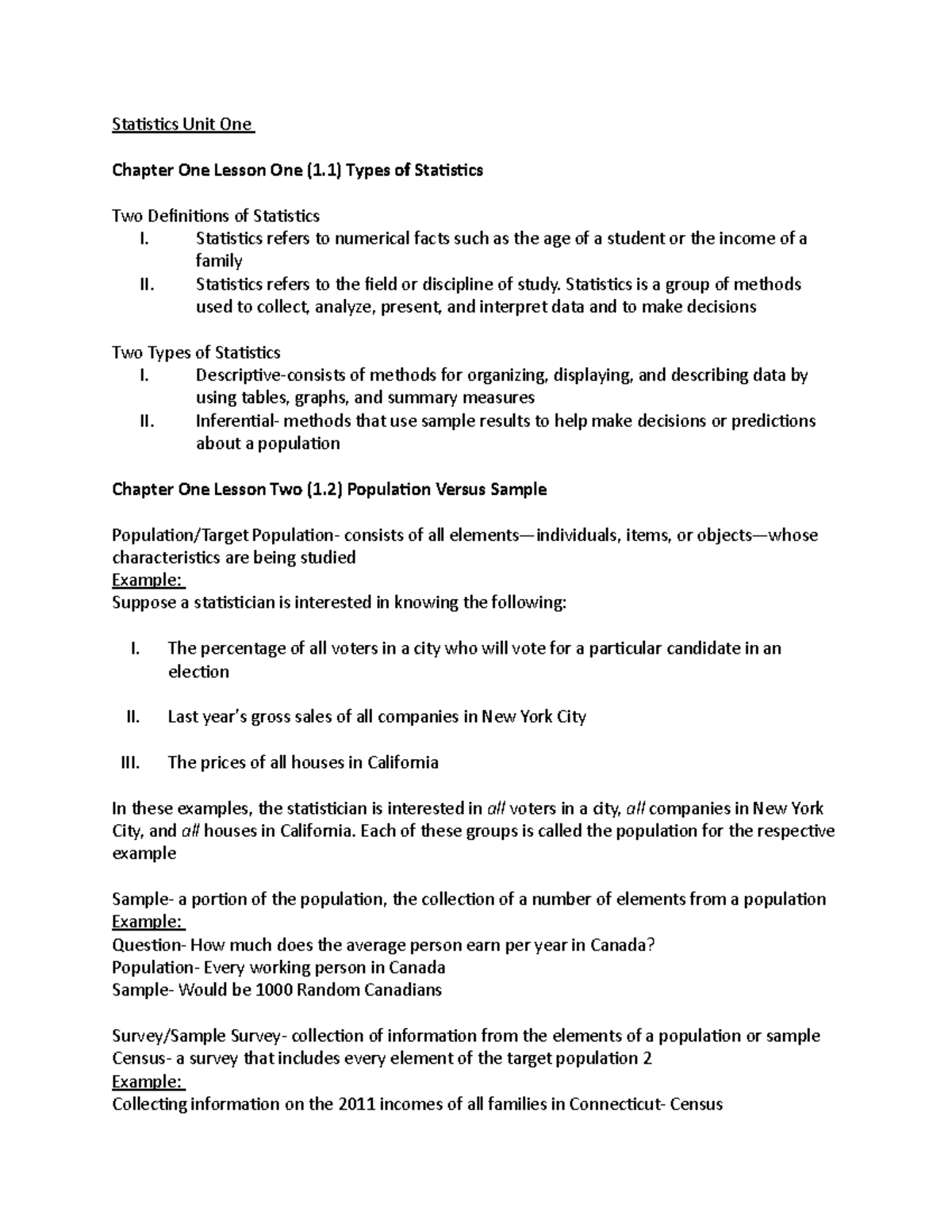 Statistics Unit One - Mathematics or commonly known as Maths is a ...