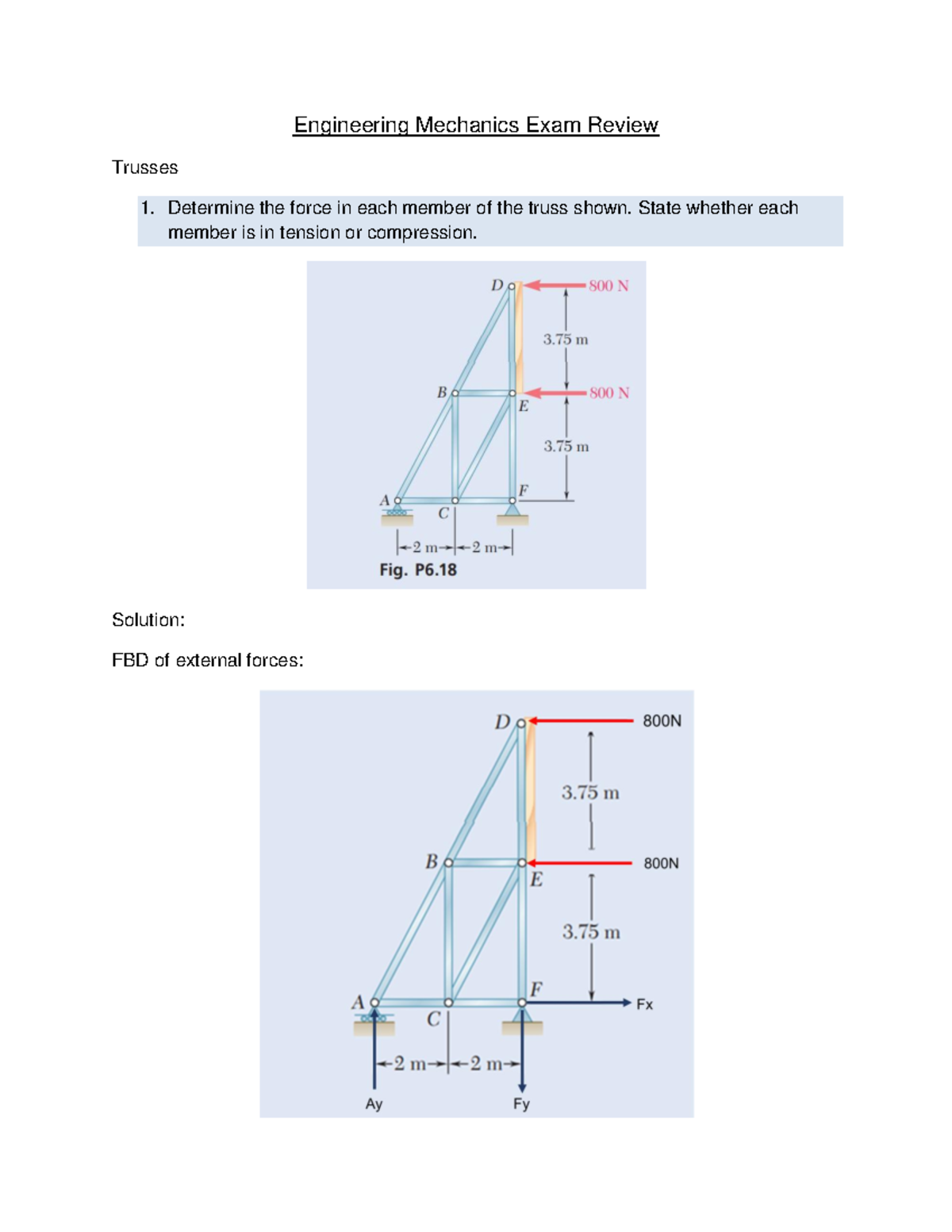 Engineering Mechanics Exam Review Solutions - Engineering Mechanics ...