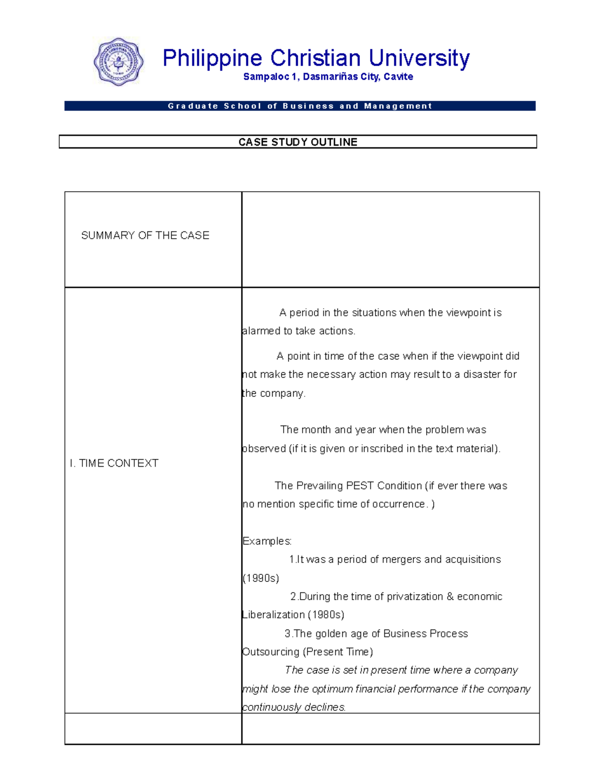 Rick Case study finman 2021 - Philippine Christian University Sampaloc ...