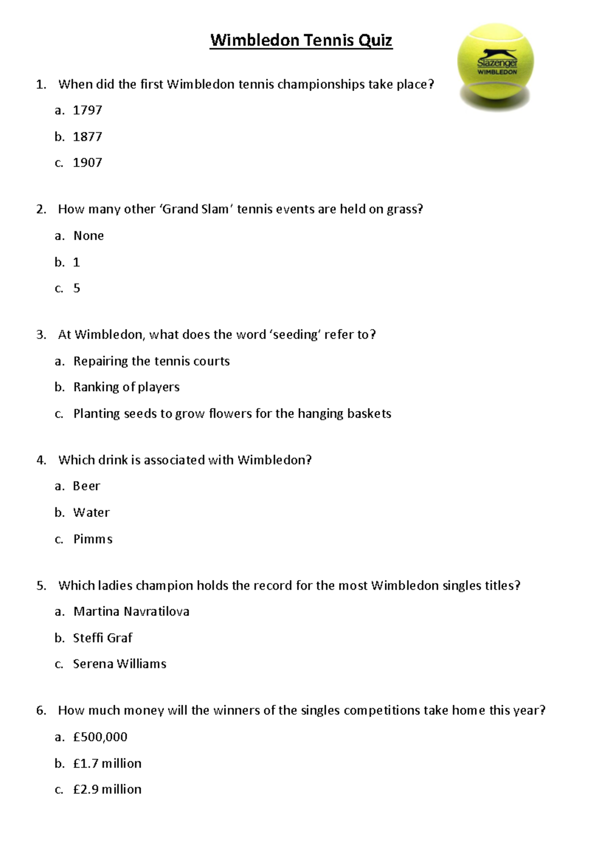 Wimbledon Quiz - blbwewef fbwjf - Wimbledon Tennis Quiz When did the ...