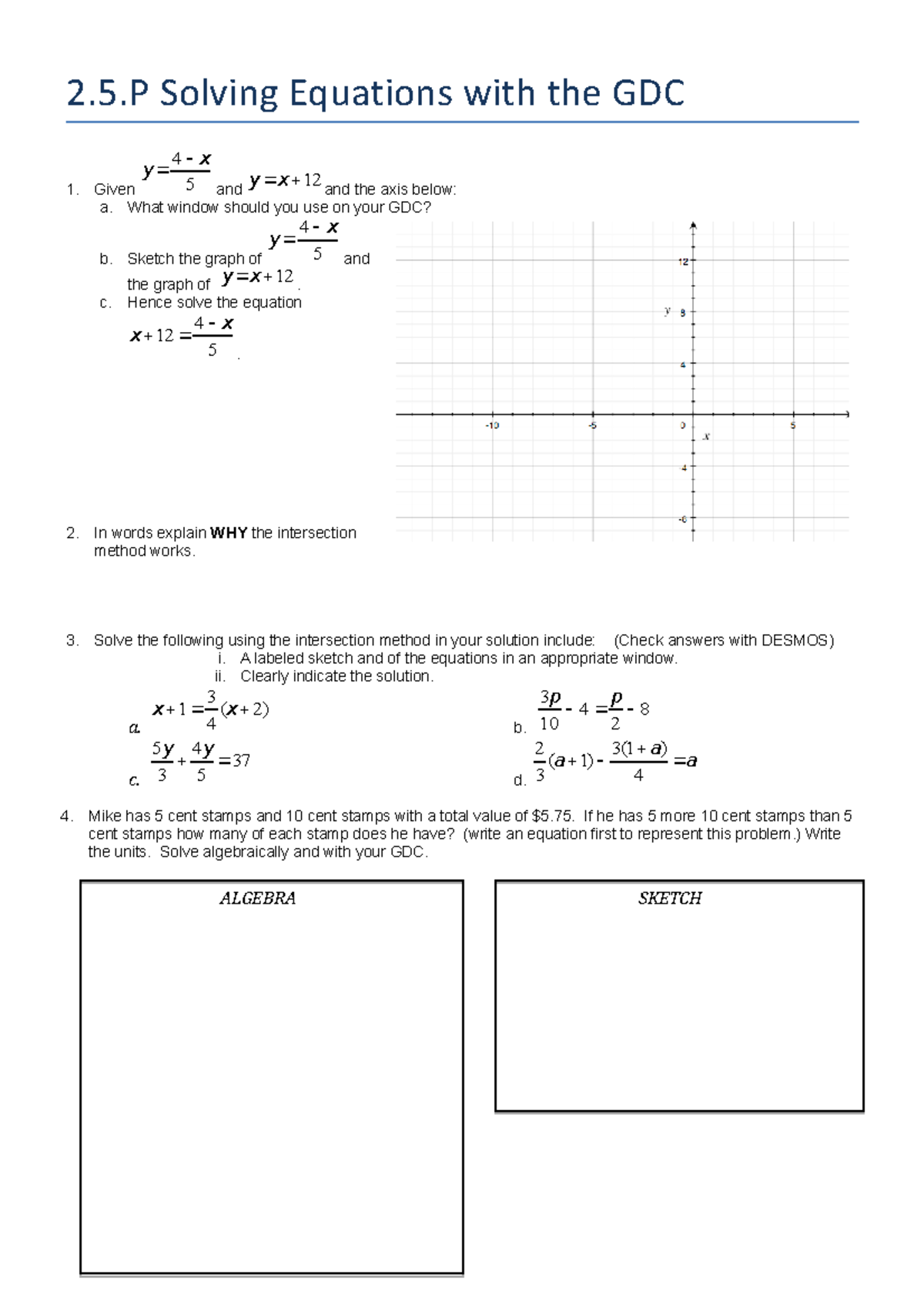 2.05.P Solving Equations with the GDC - 2.5 Solving Equations with the ...