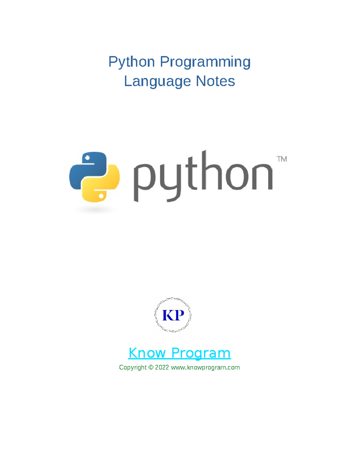 Python Note - Know Program - Python Programming Language Notes Know ...