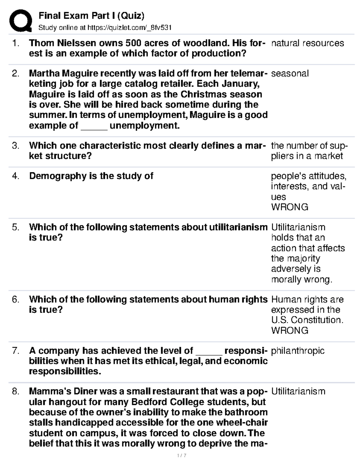 BAM101 - Final Exam Part (1) Question Bank - Study online at quizlet ...
