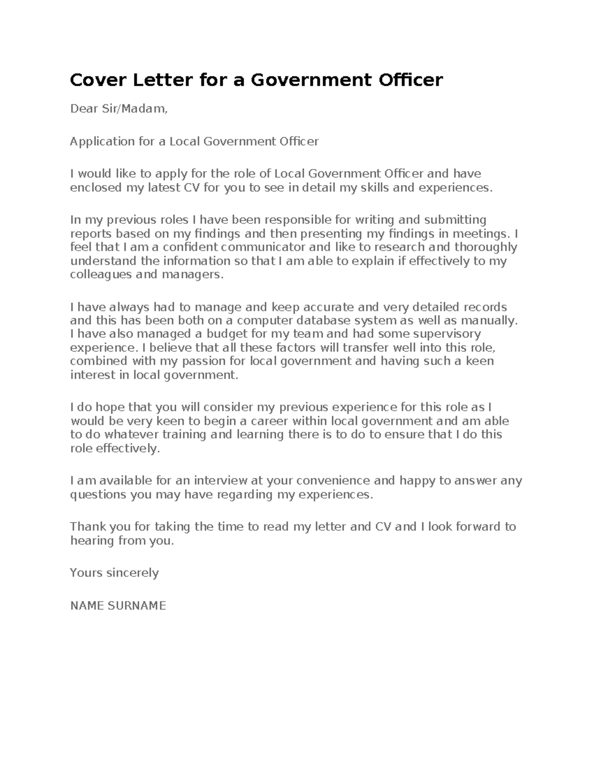 Cover Letter for Government Temp - Cover Letter for a Government ...