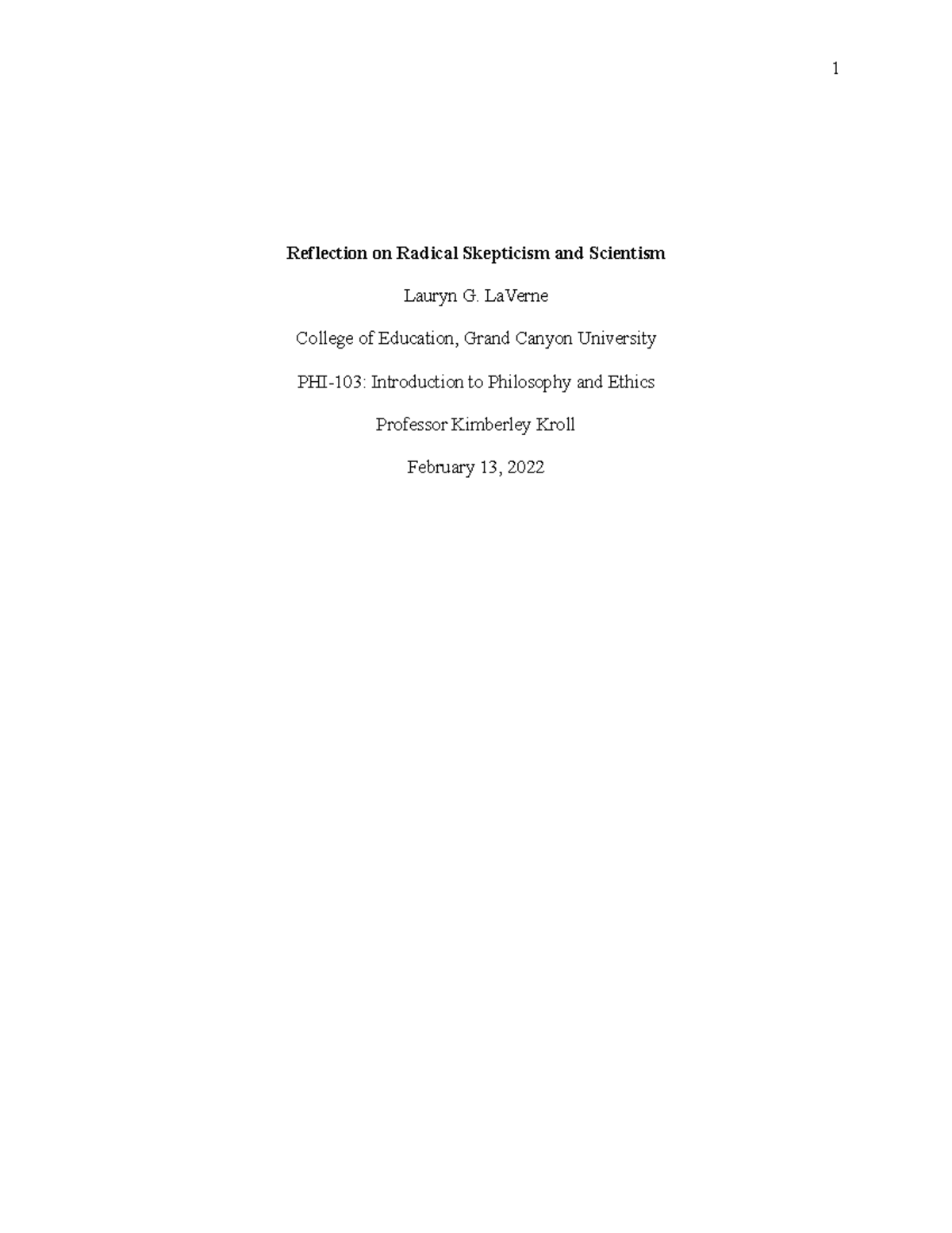 Radical Skepticism and Scientism- 2:9:2022 - Reflection on Radical ...