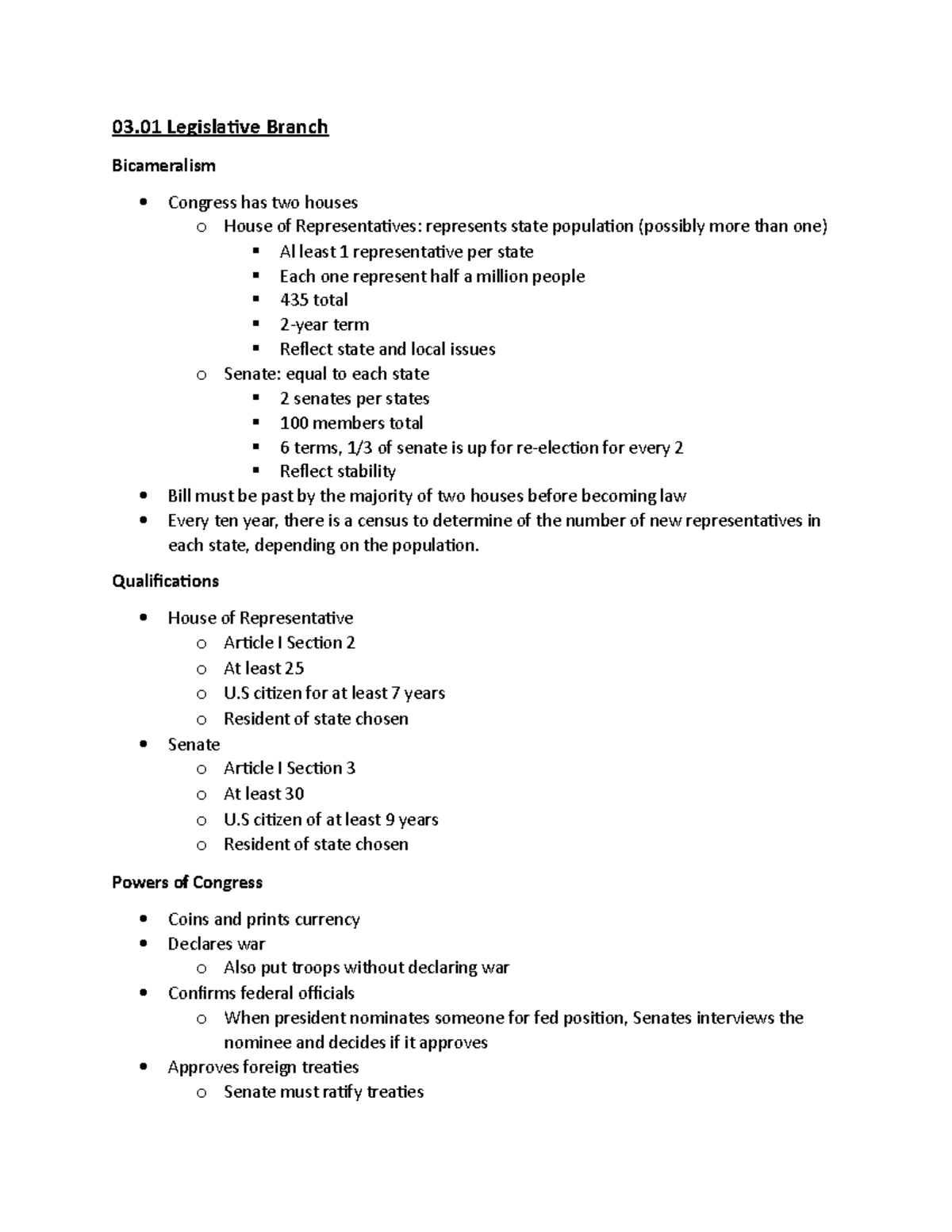 US GOV UNIT 3 - unit 3.1 - 03 Legislative Branch Bicameralism ...