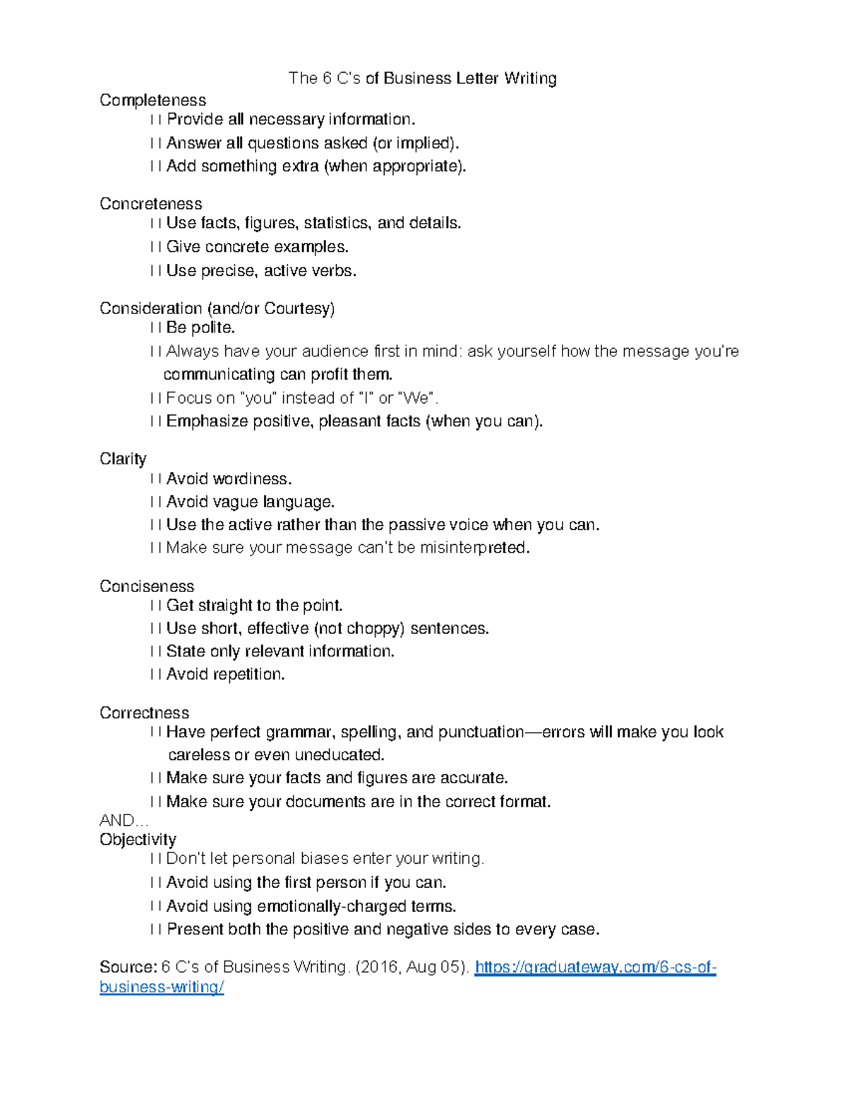 The 6 Cs of Letter Writing for College Students - The 6 C’s of Business ...