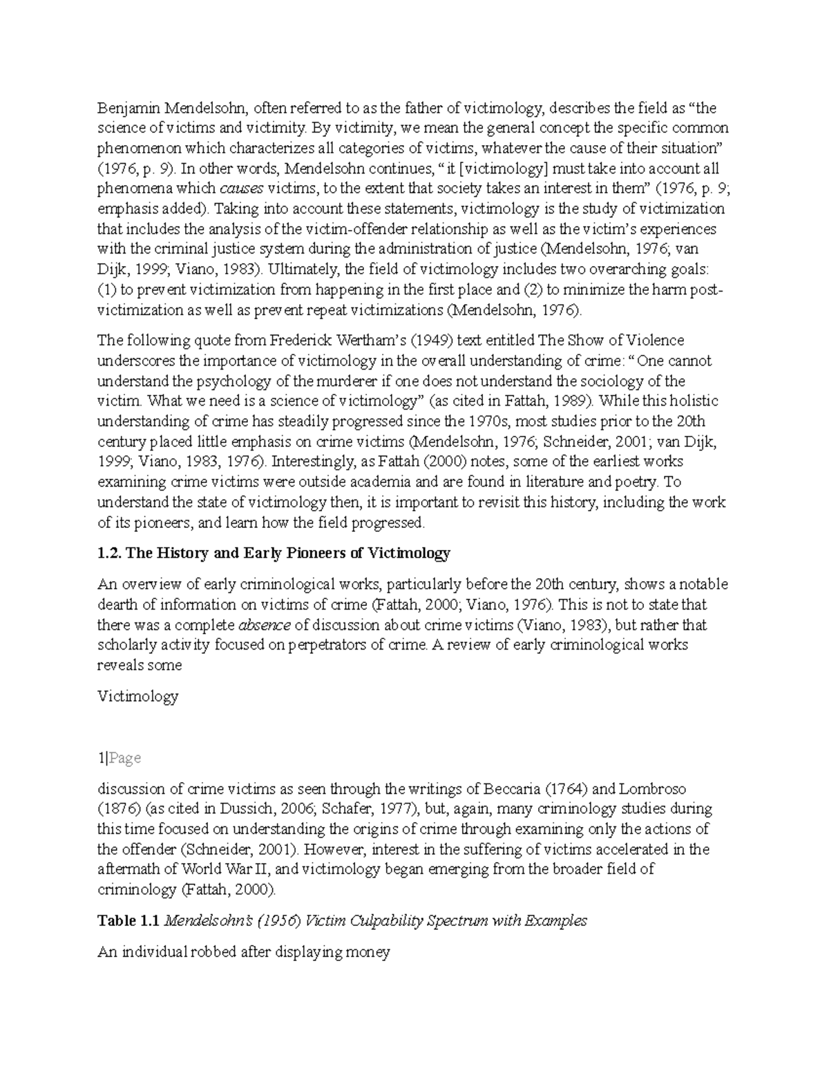 Victimology notes 1 - Benjamin Mendelsohn, often referred to as the ...