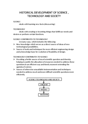 General Concepts AND STS Historical Developments - DEVELOPMENTS Science ...