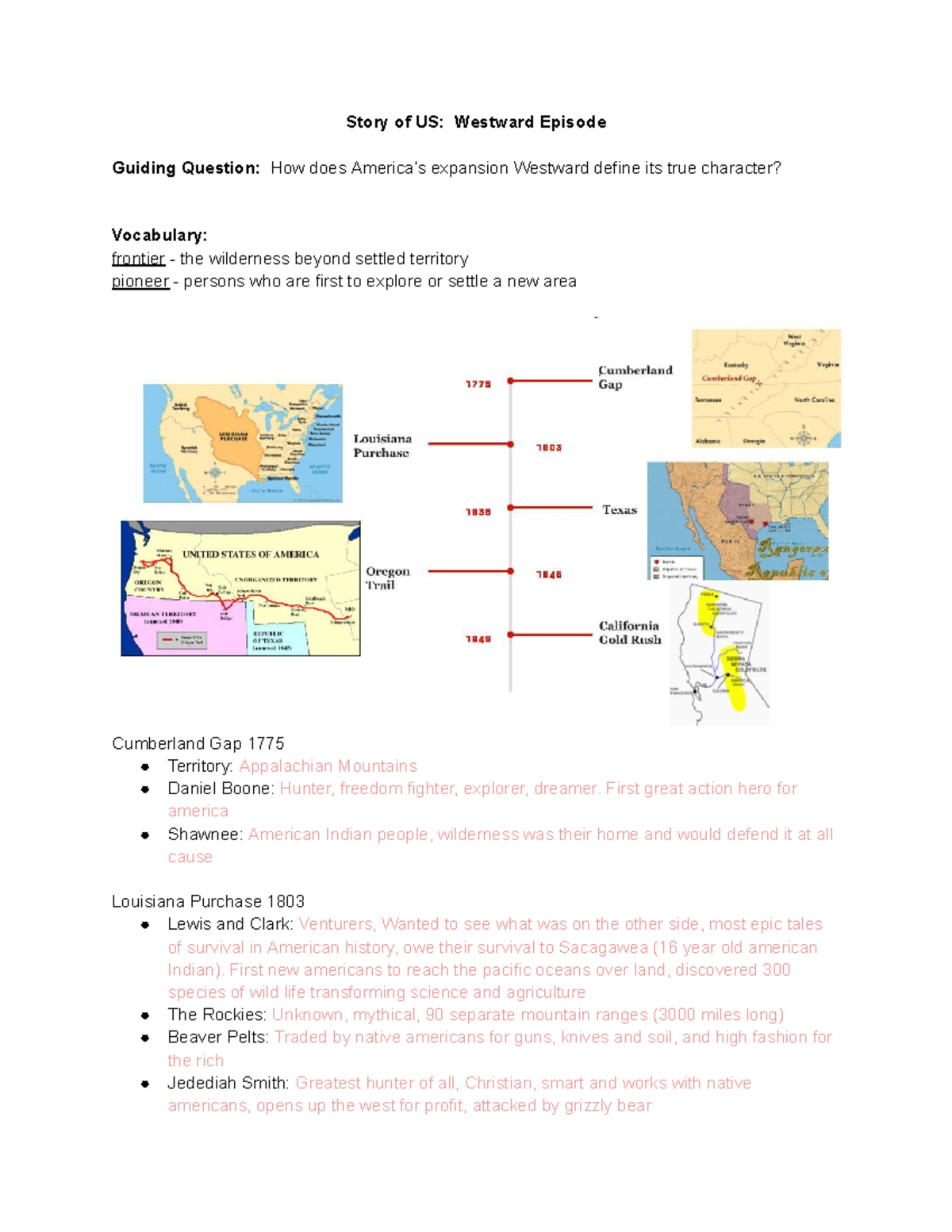 Westward Notes - Describes important moment in the history of the ...