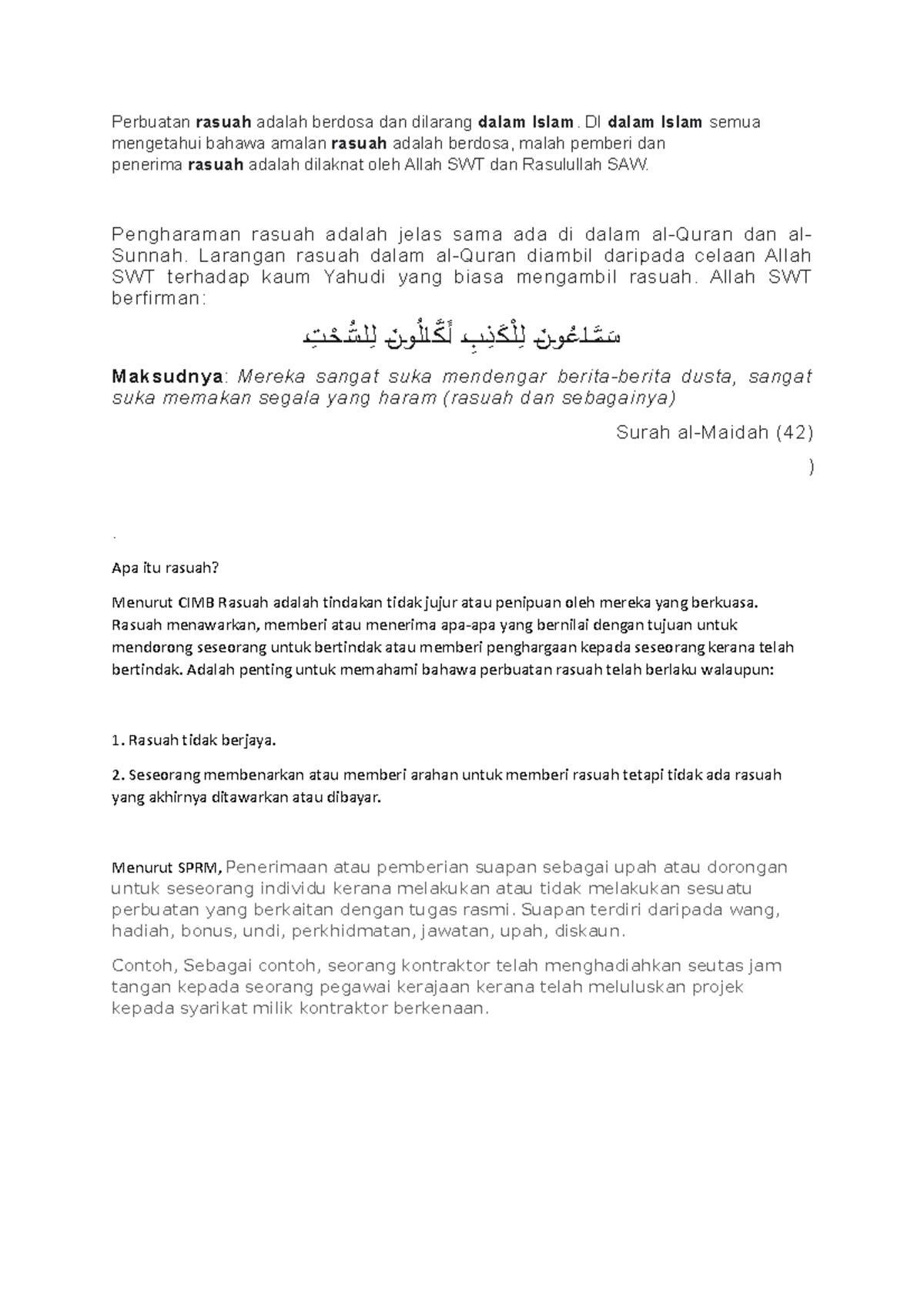 FIQH Rasuah 1 - heheheh - Human - Perbuatan rasuah adalah berdosa dan ...