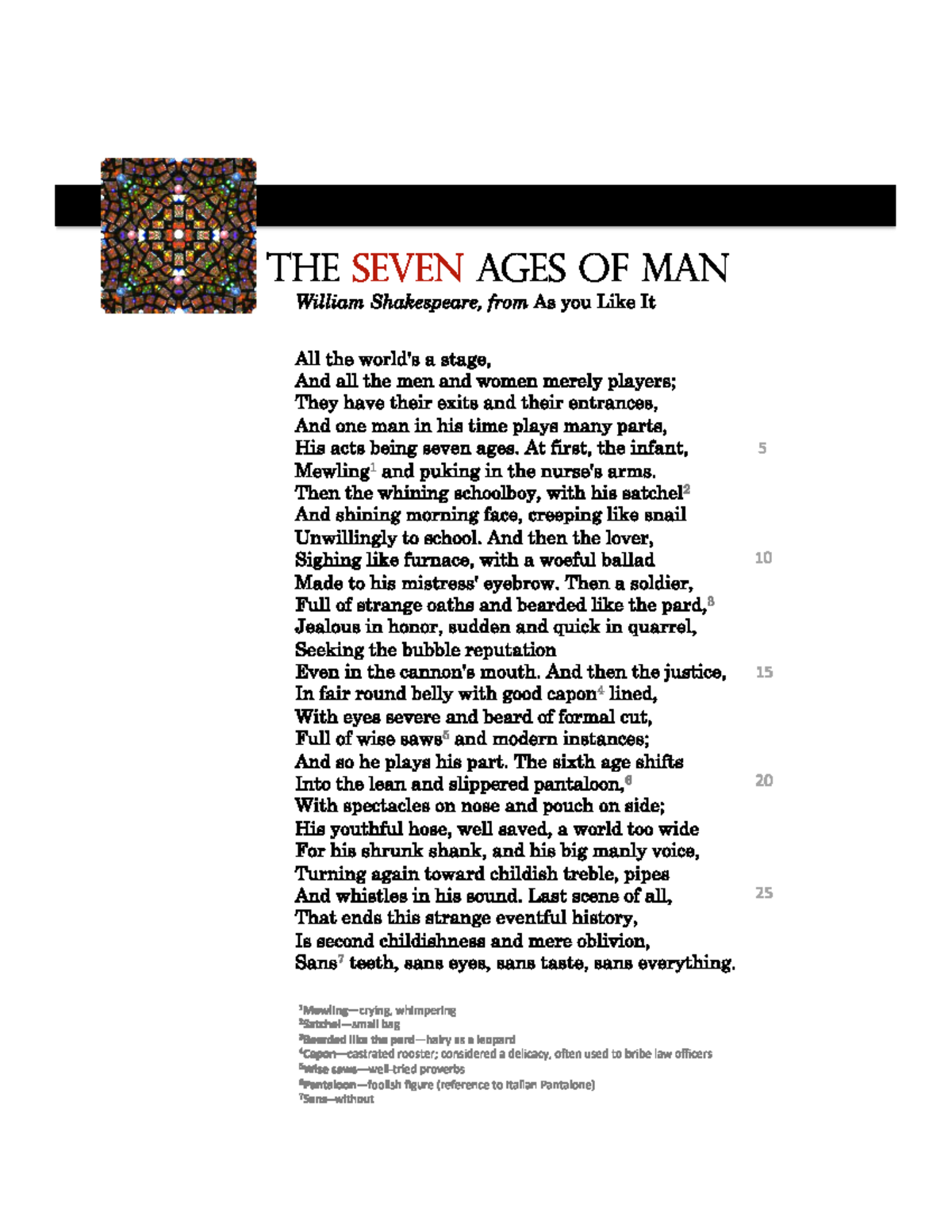Seven Ages of Man - mmmmm - THE SEVEN AGES OF MAN William Shakespeare ...