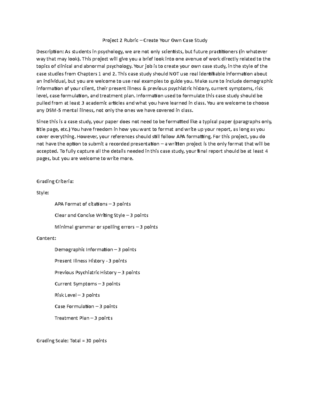 Project 2 - Case Study - Taught by Grace Cox - Project 2 Rubric ...