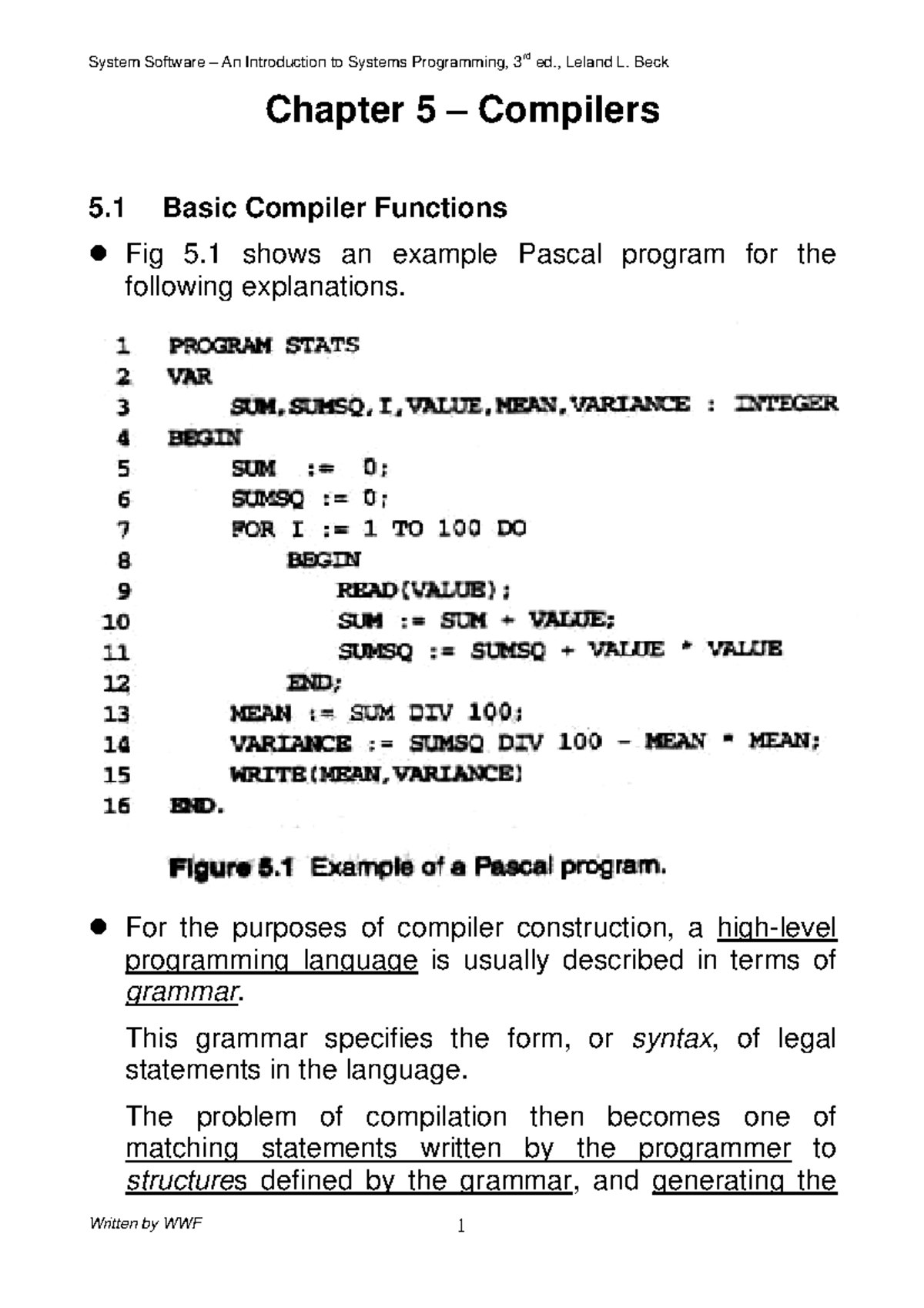 Chapter 5compilersnew - Chapter 5 – Compilers 5 Basic Compiler Functions z Fig 5 shows an ...