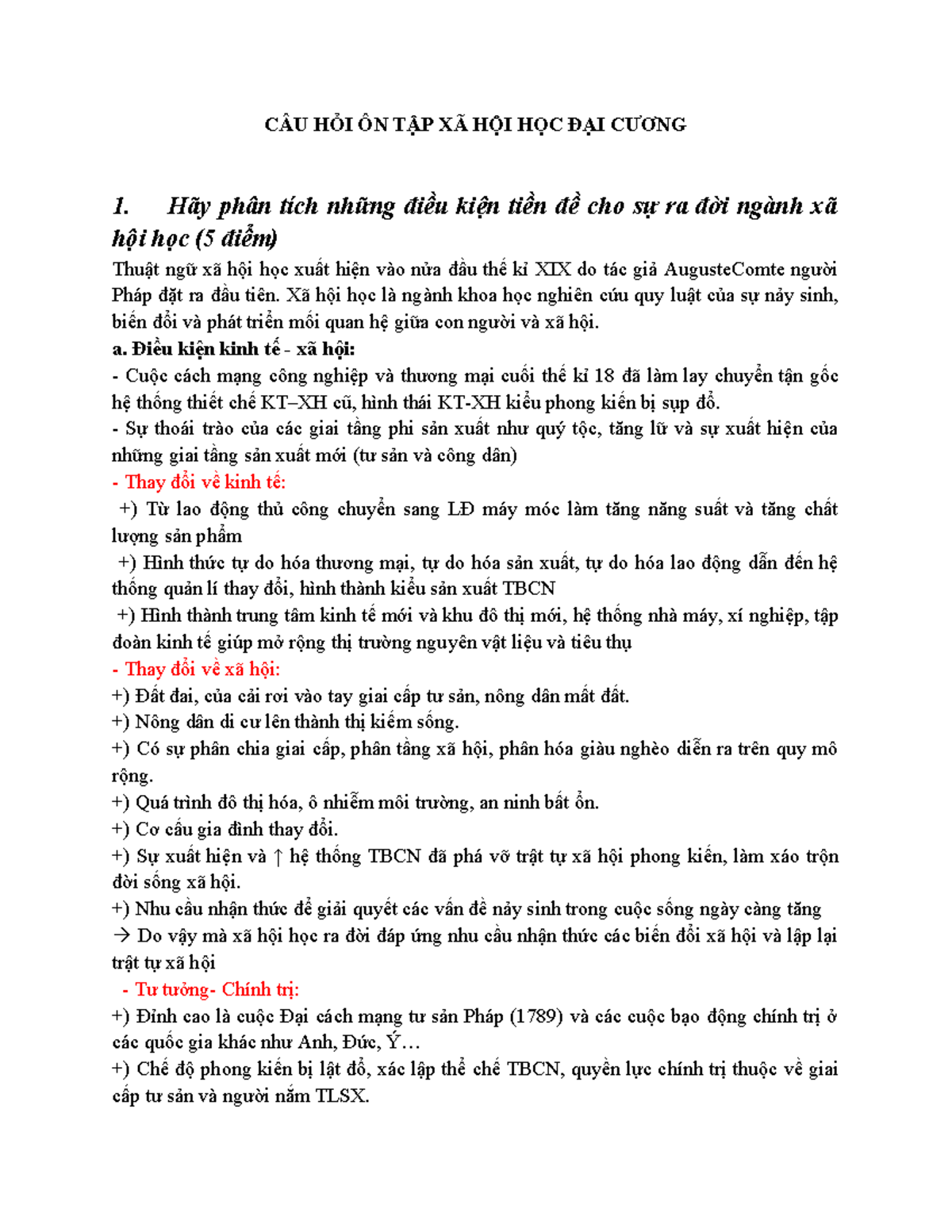 đề-cương-ôn-tập- Xhhdc 2 - CÂU HỎI ÔN TẬP XÃ HỘI HỌC ĐẠI CƯƠNG 1. Hãy phân tích những điều - Studocu