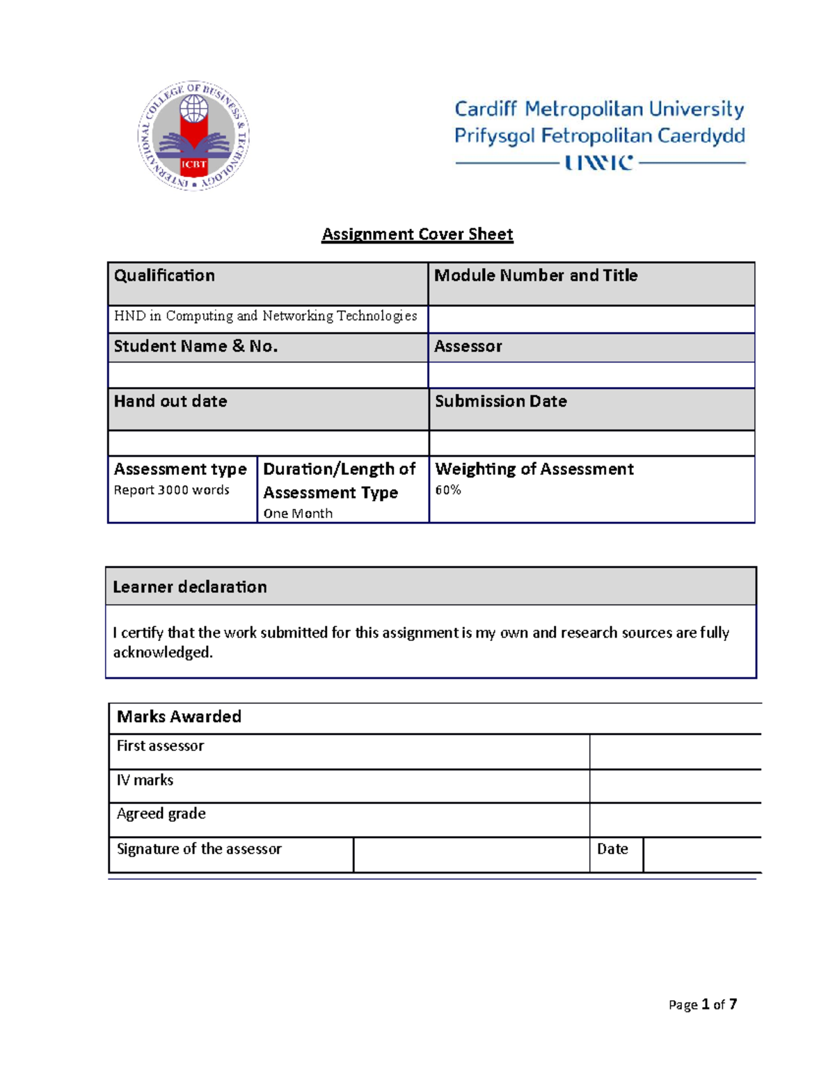 Computer Systems Ism-2021-march - Assignment Cover Sheet Qualification ...
