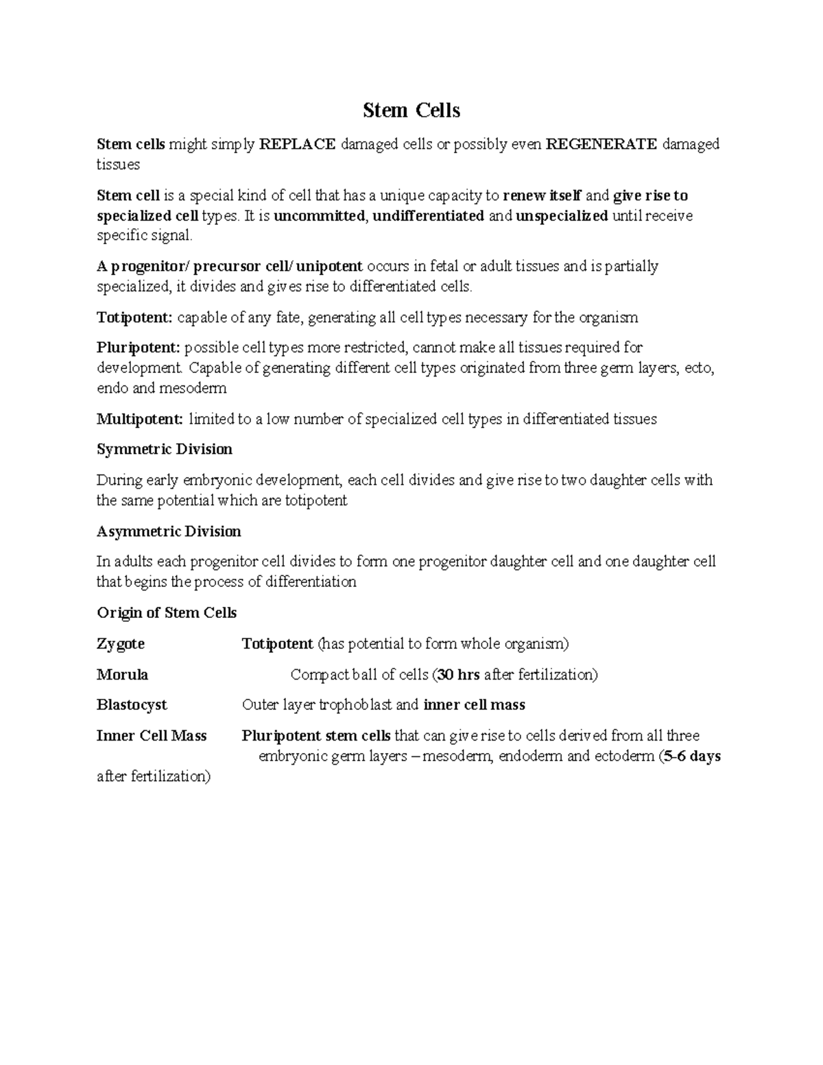 Stem-Cells-Notes - these notes are about stem cell in details. - Stem ...