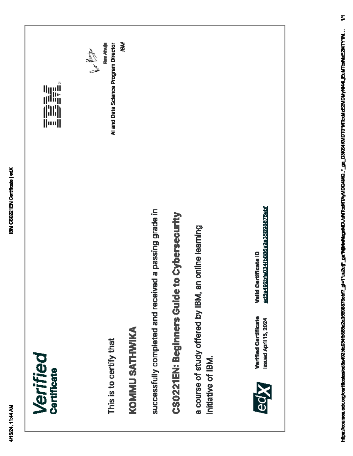 Sathwika edx - 3q4r223q - 11:44 AM IBM CS0221EN Certificate edX ...