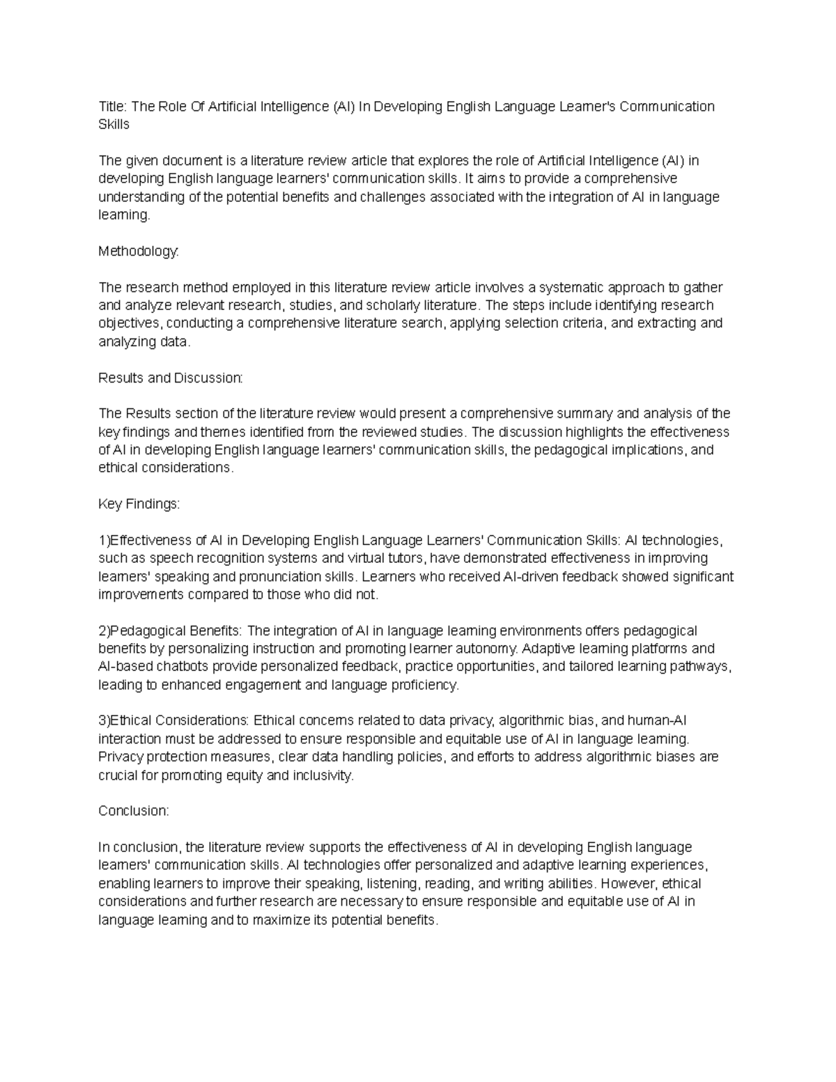 Ai and language - Title: The Role Of Artificial Intelligence (AI) In ...