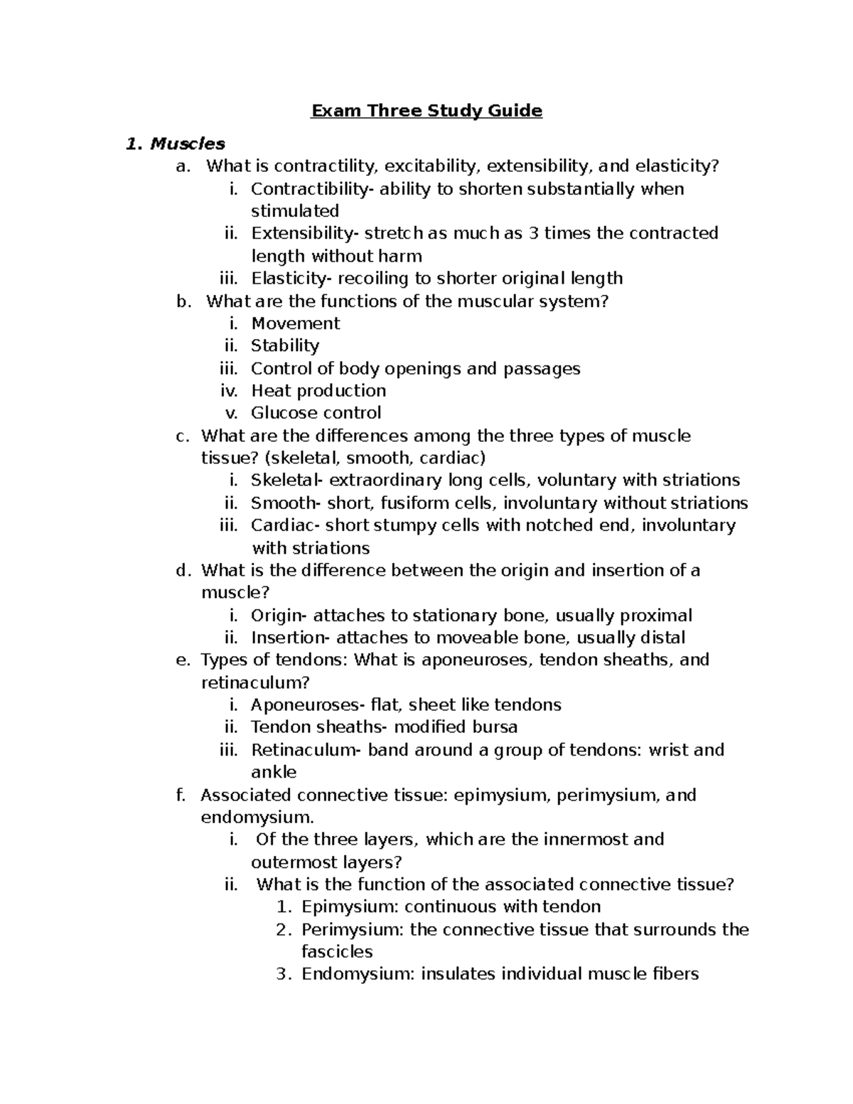 Exam Three Study Guide - Summary Fundamentals Of Human Anatomy - Exam ...