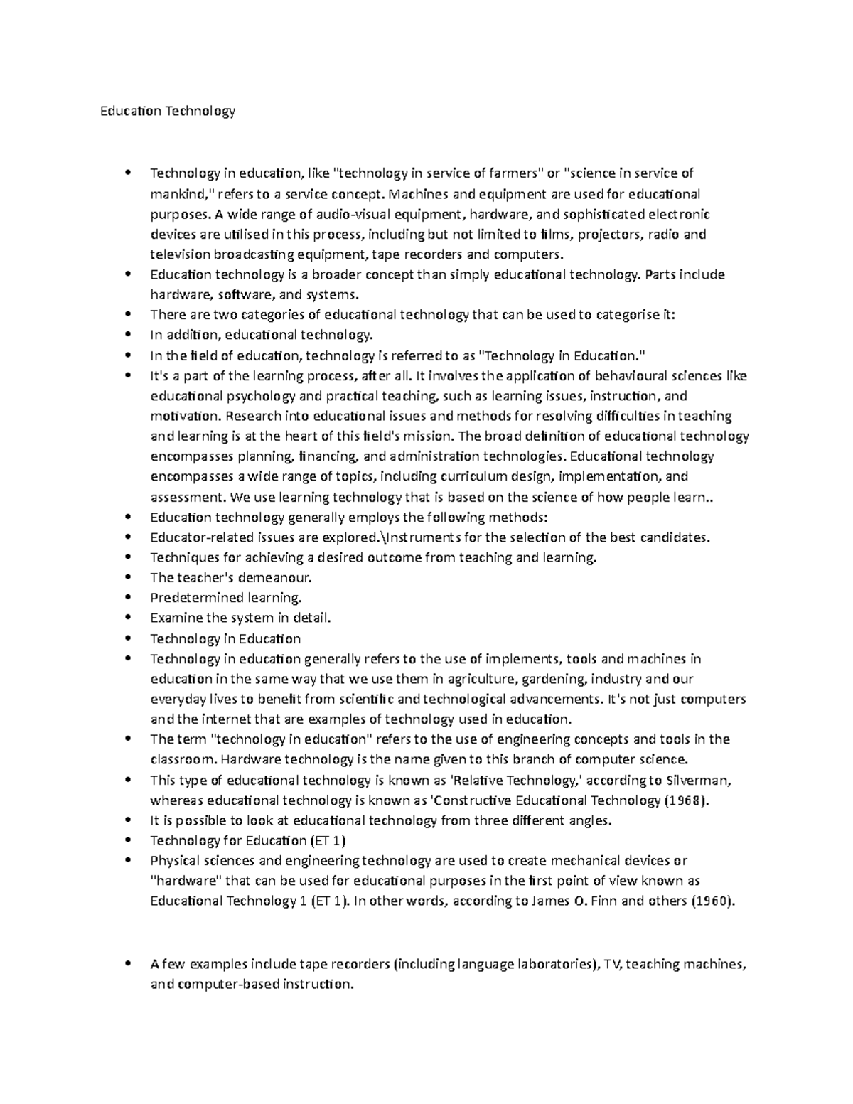 Education Technology - Lecture notes 1 - Education Technology ...