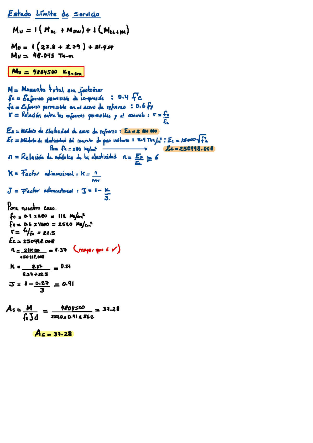T2 puentes - trabajo t2 - Estado límite deServicio Mr = 1 (Mxc + Mow ...