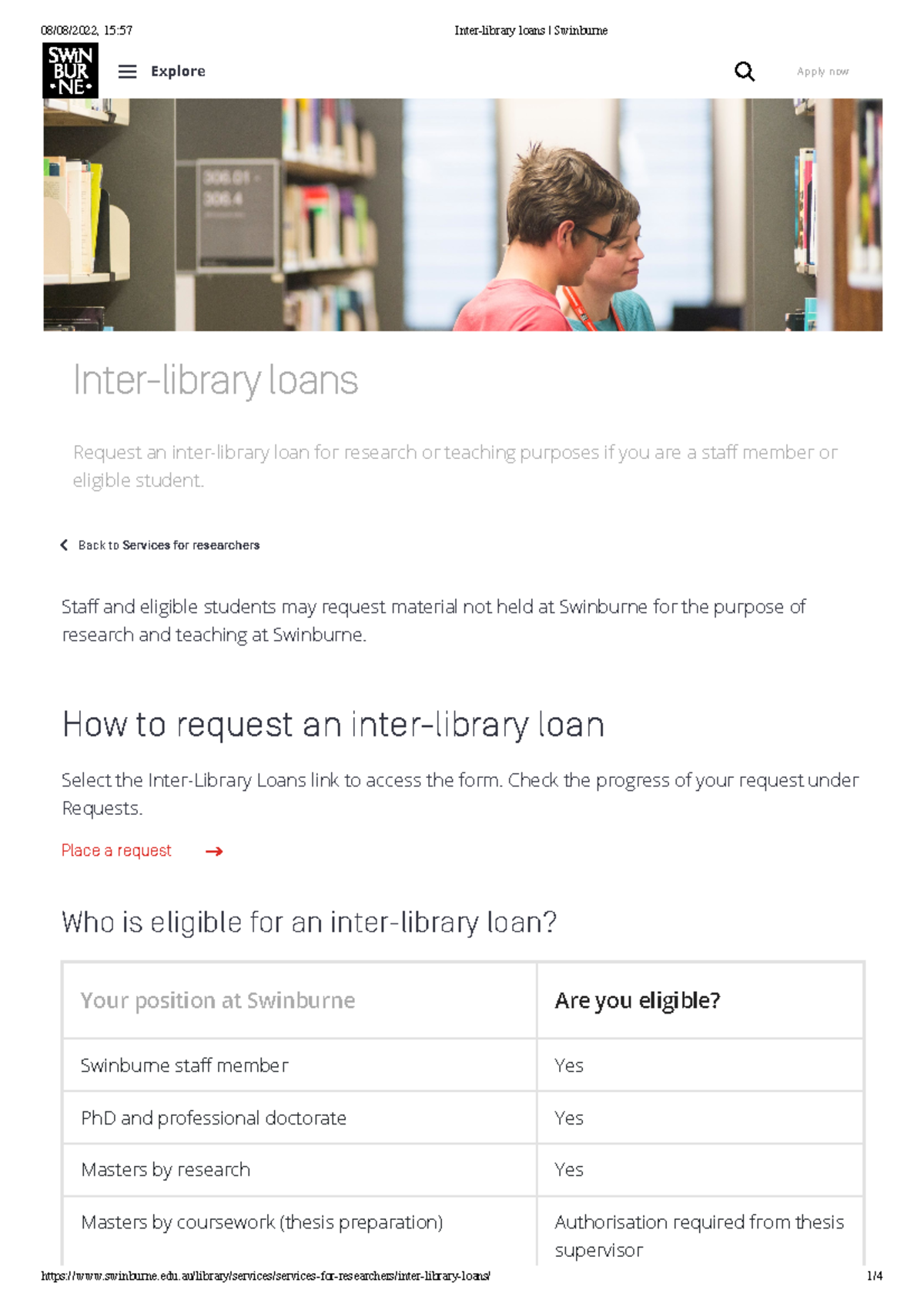 Inter-library loans Swinburne - Back to Services for researchers Sta ...