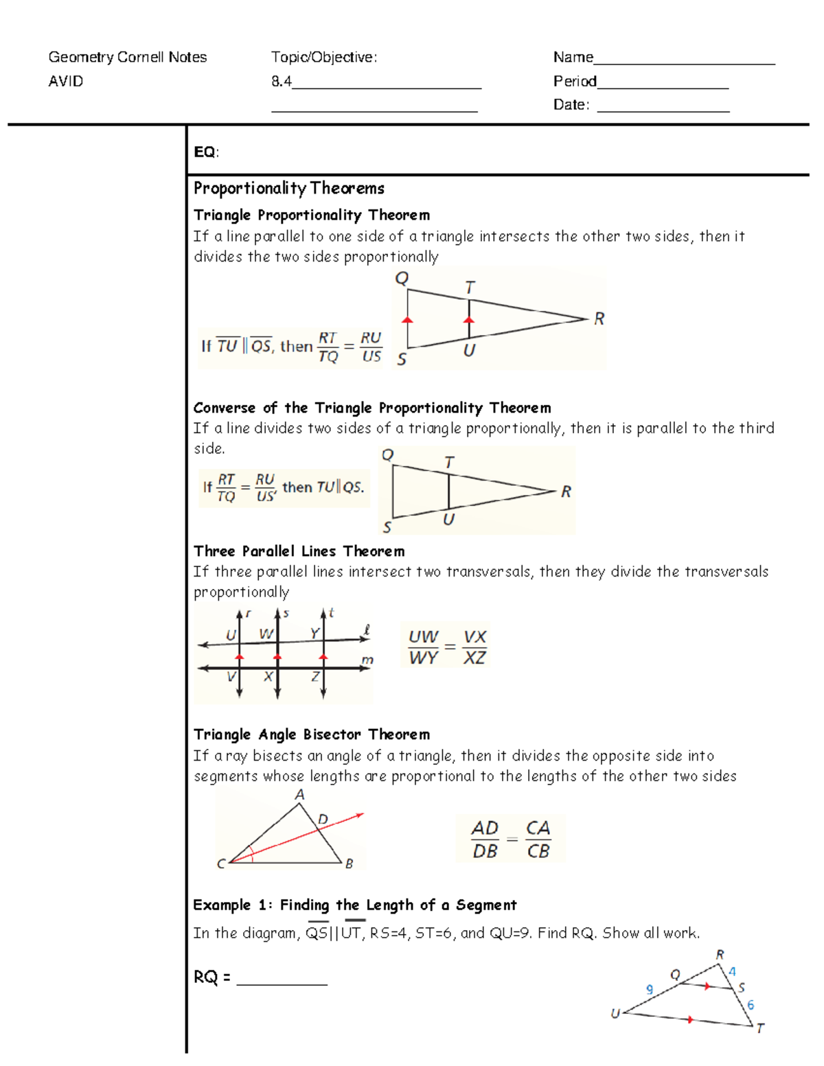 8.1 Geometry notes - Geometry Cornell Notes Topic/Objective: Name ...
