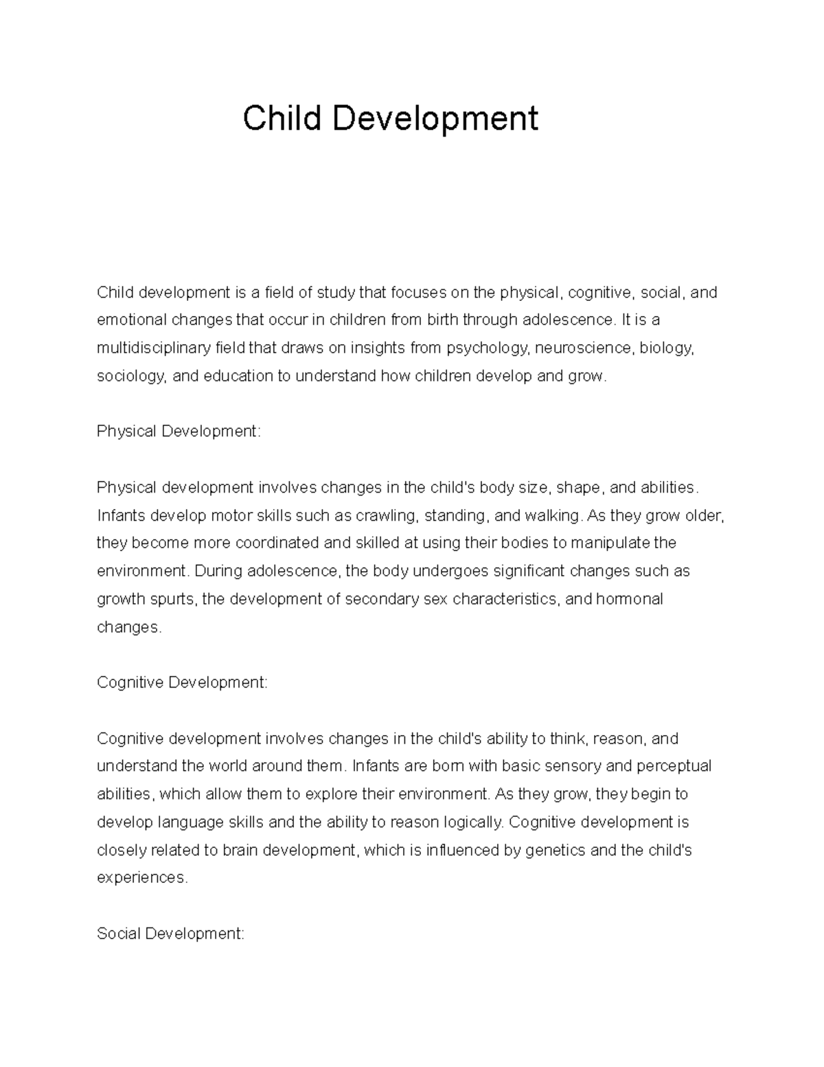 Child Development Information W09 - Child Development Child development ...