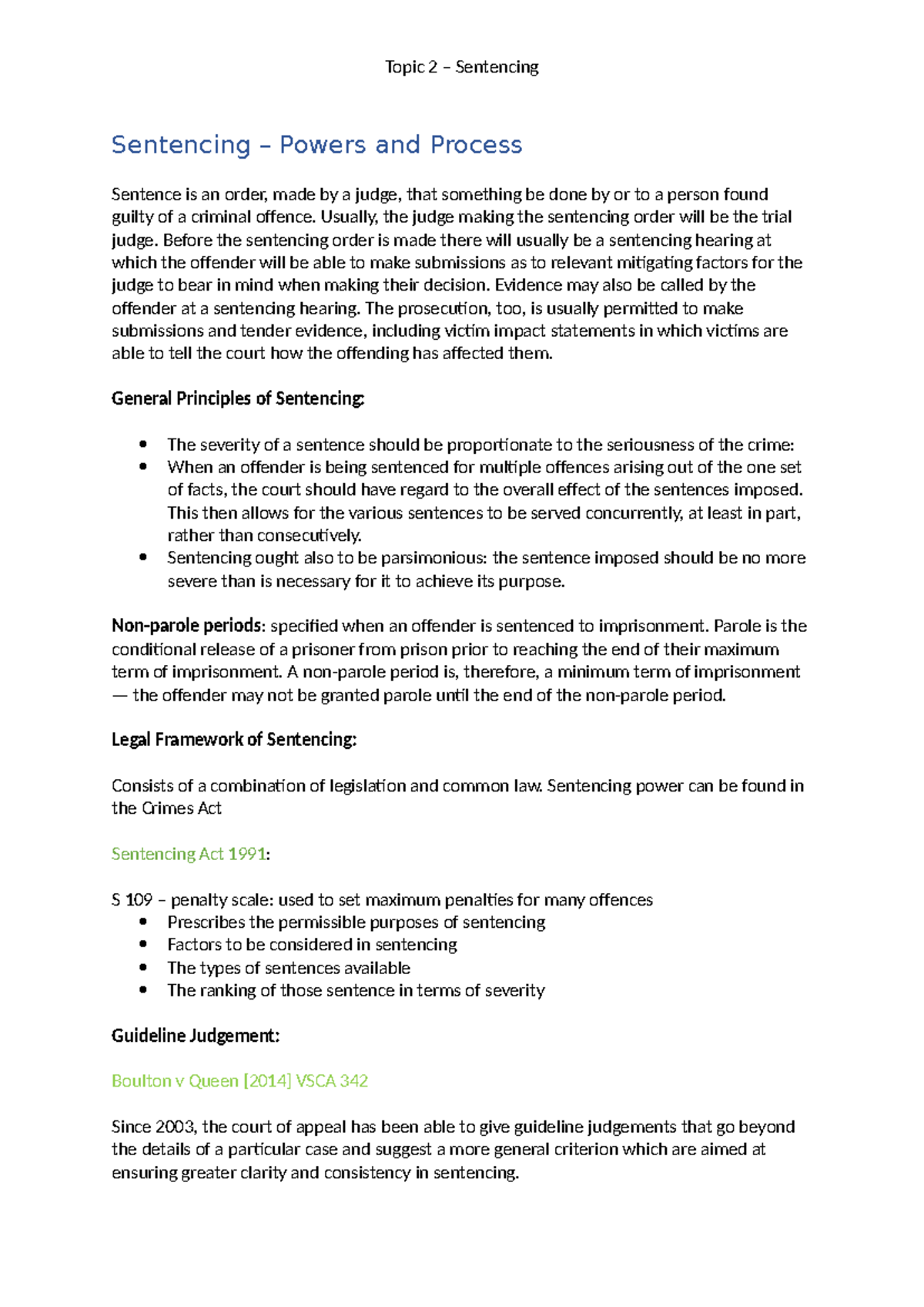 Topic 2 – Sentencing - Summary Criminal Law 1 - Sentencing – Powers and ...