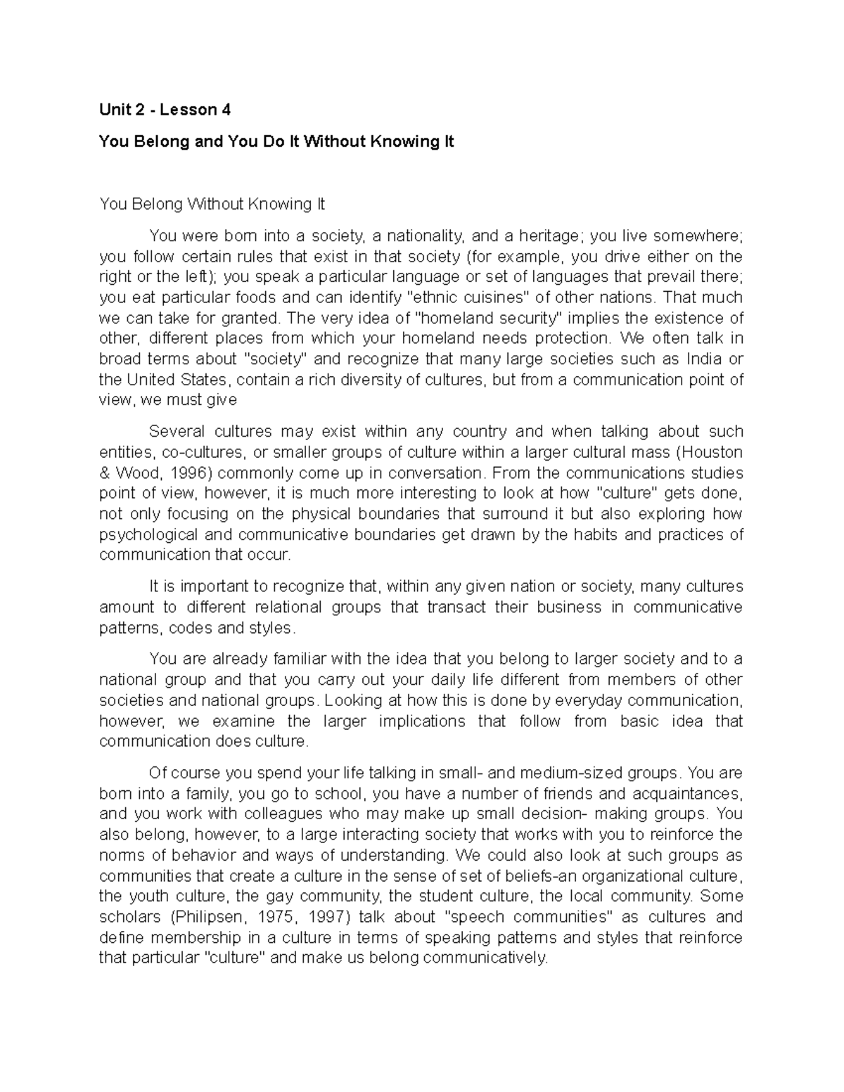 You Belong and You Do It Without Knowing It - That much we can take for ...