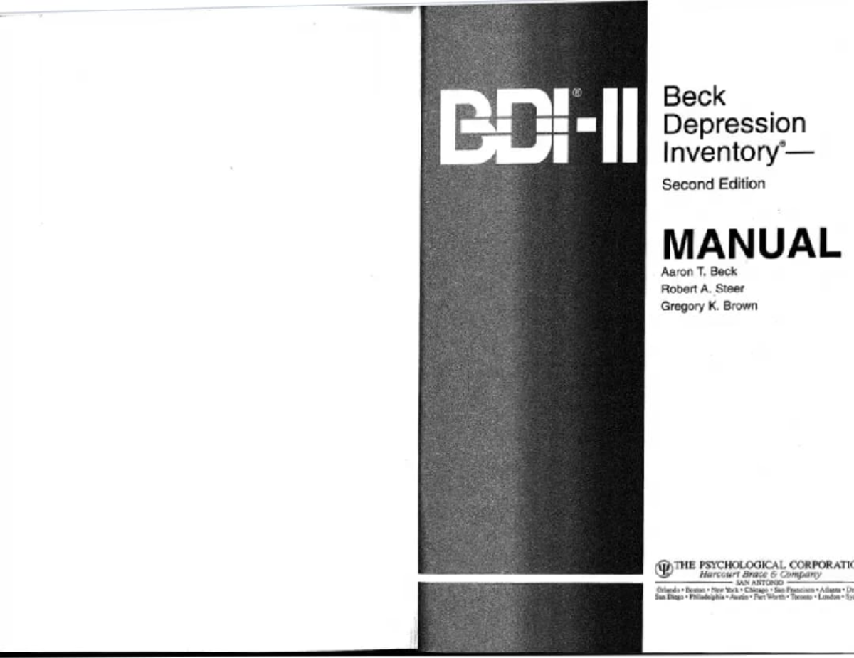 BDI-II manual for clinical psychology - Beck Depression Inventory ...