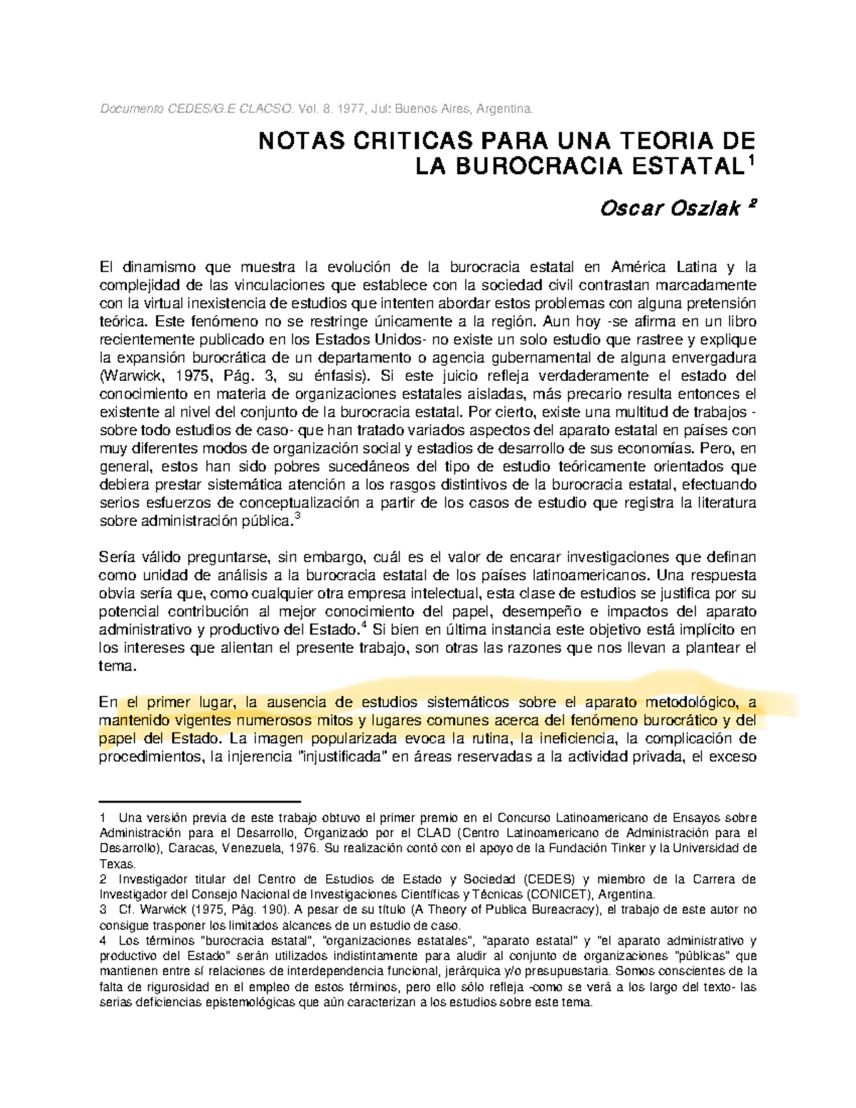 Notas criticas p una teo de la buroc est - Documento CEDES/G CLACSO ...