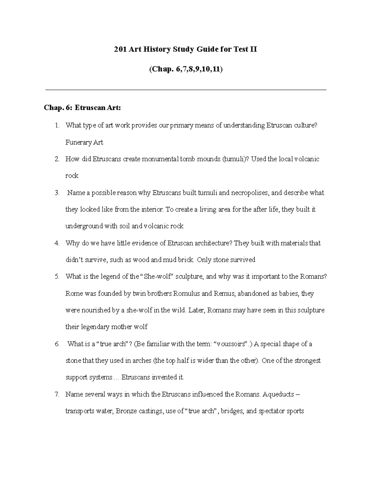 ARTS 201 TEST II Study Guide - 201 Art History Study Guide for Test II ...