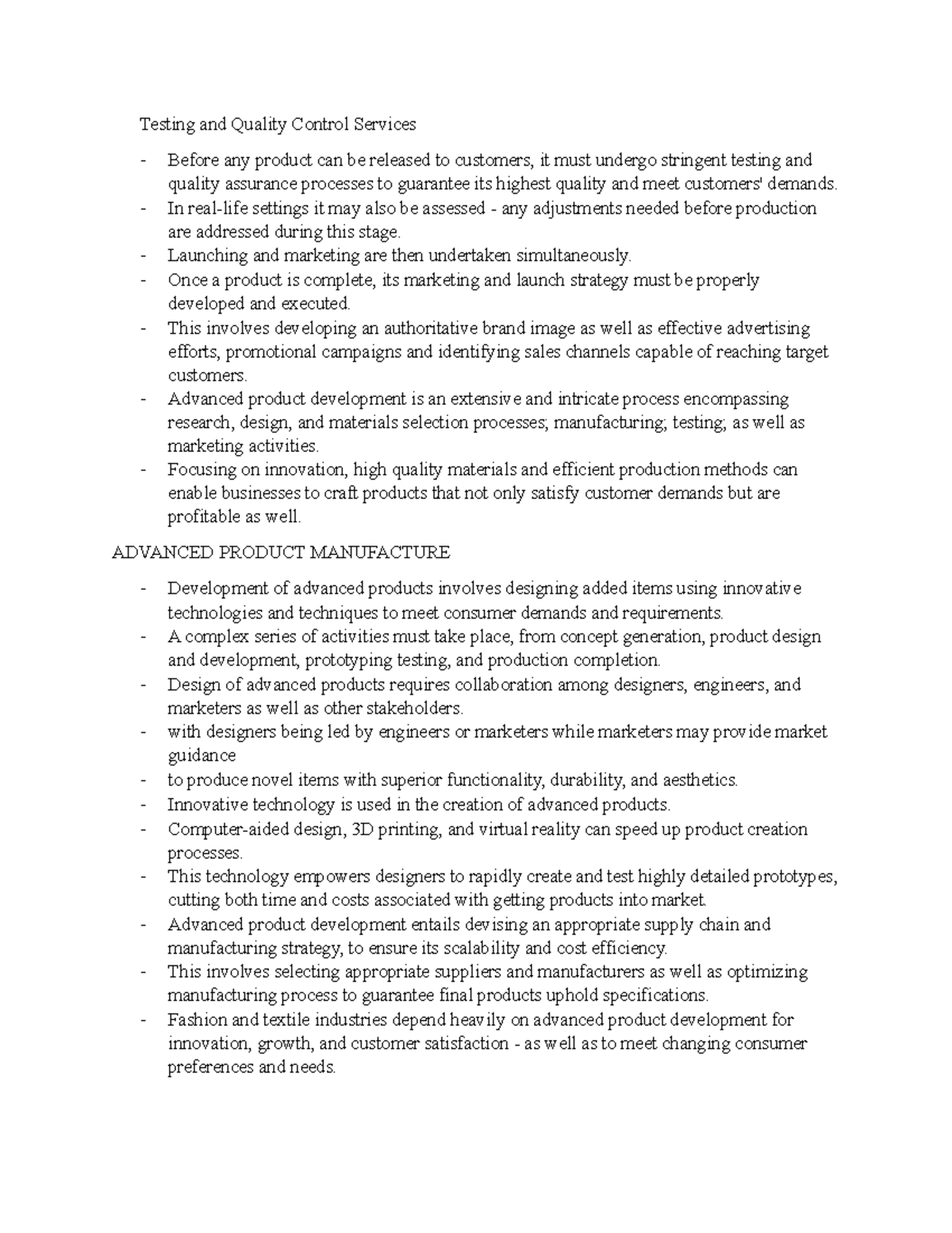 FTT 110 Notes 28 - global textile and fashion industry; an overview of ...