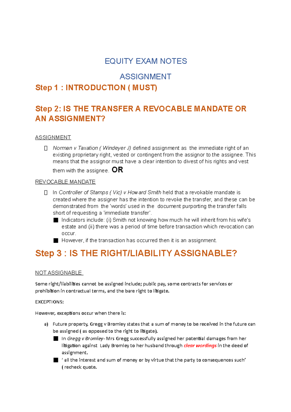 Summary on how to answer equity exam - LA3013:03 - JCU - Studocu