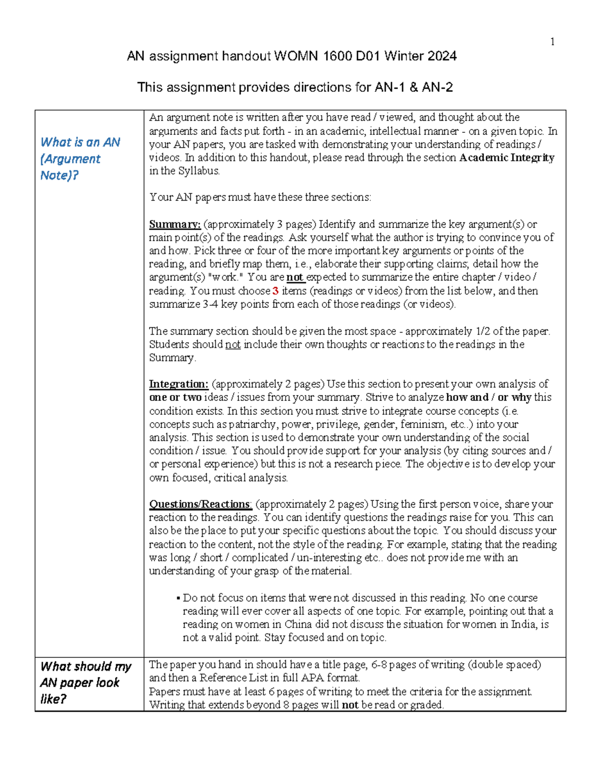 AN assignment handout 2024 Winter directions for AN1 and AN2 - AN ...
