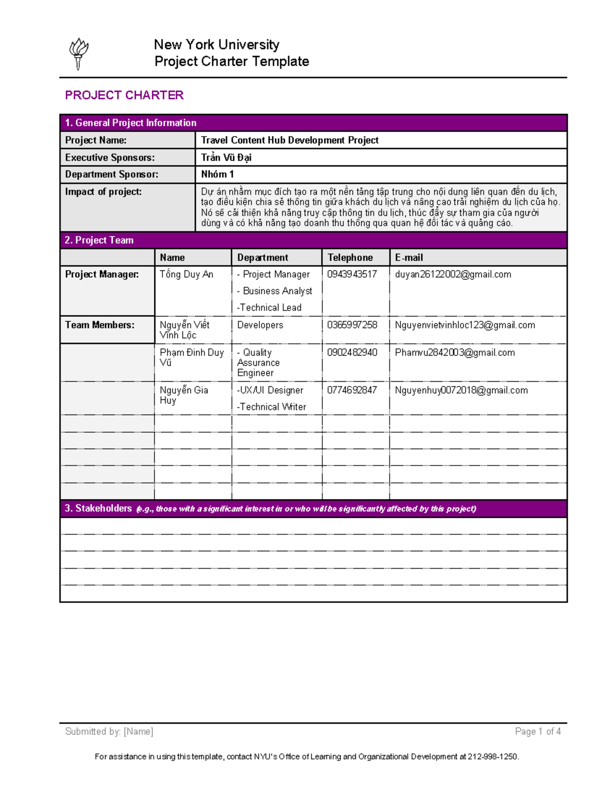 Project Charter 9 - là 1 templet - Project Charter Template PROJECT ...