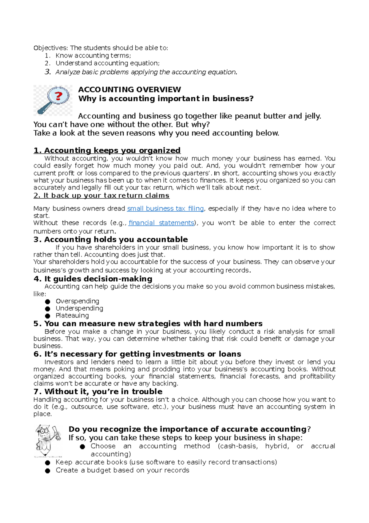 Bookkeeping-Module-1 with answers - Objectives: The students should be ...