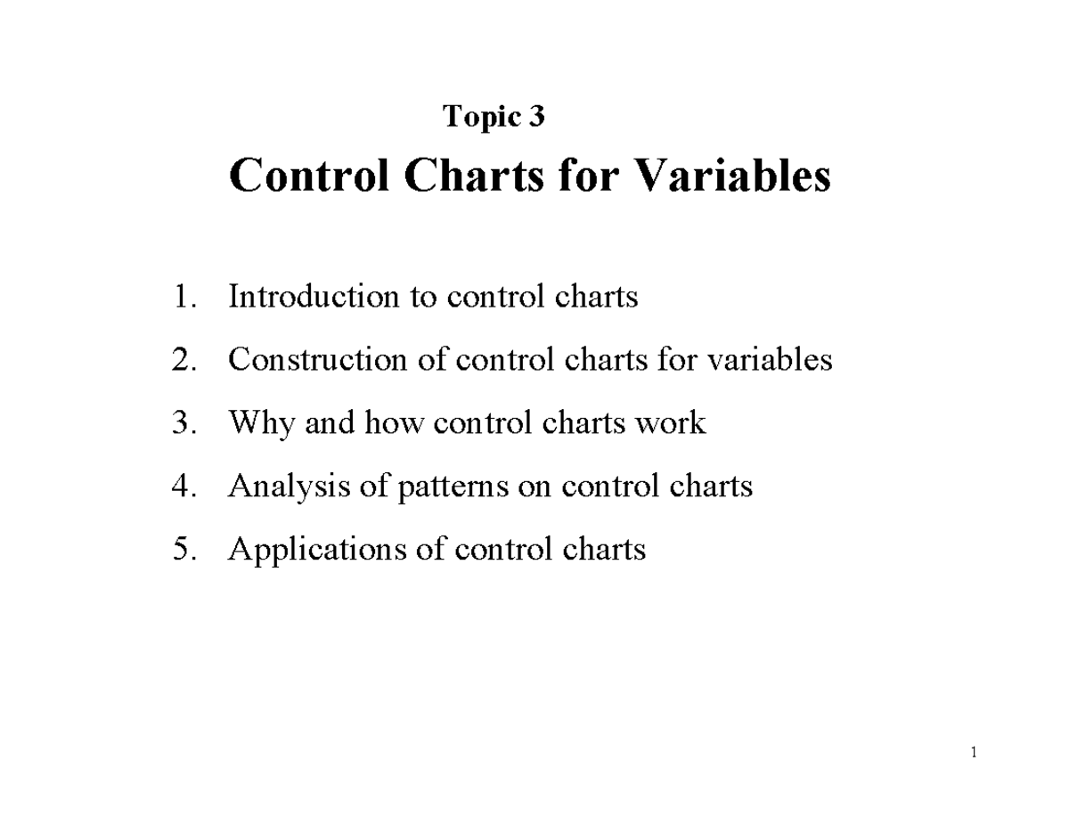 IE2130 - b - Topic 3 - Lecture notes 3 - Topic 3 Control Charts for ...