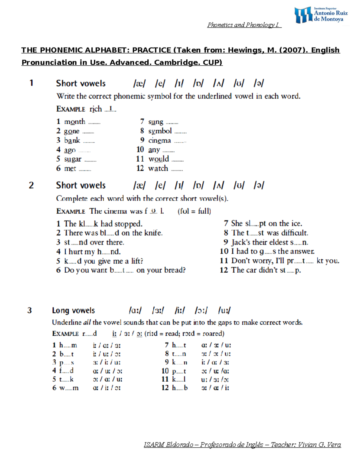 Cuadernillo de actividades - THE PHONEMIC ALPHABET: PRACTICE (Taken ...
