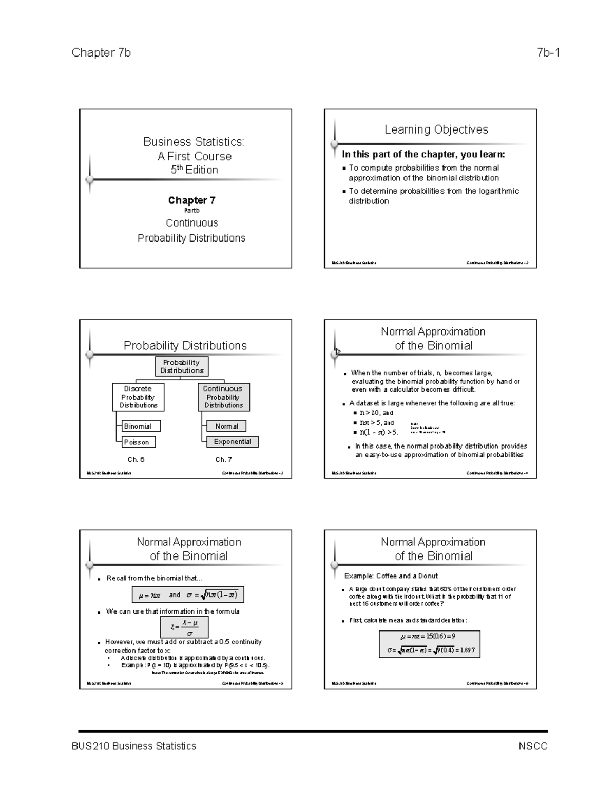 Bus210 Ch07b - Chapter 7b 7b- BUS210 Business Statistics NSCC Chapter 7 ...