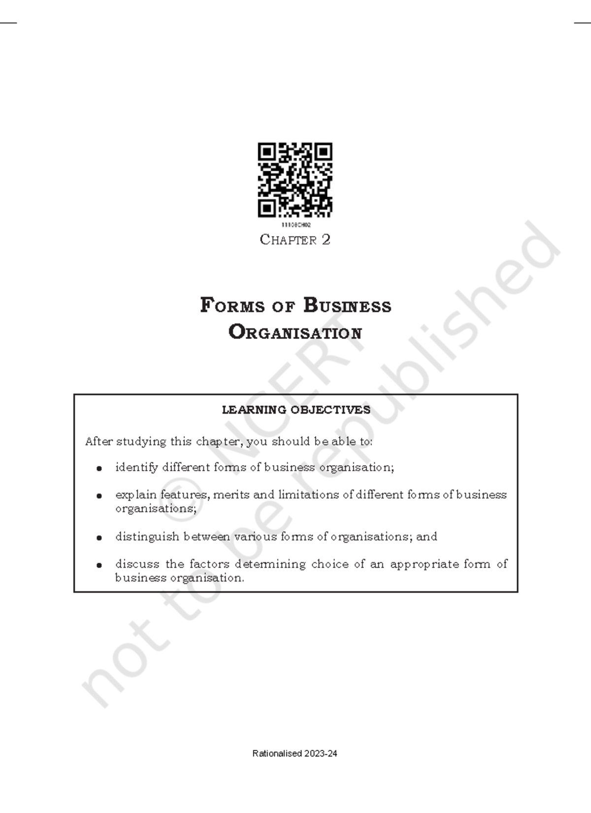 Class 11 Ncert Business Studies Chapter 2 - Chapter 2 F orms oF B ...
