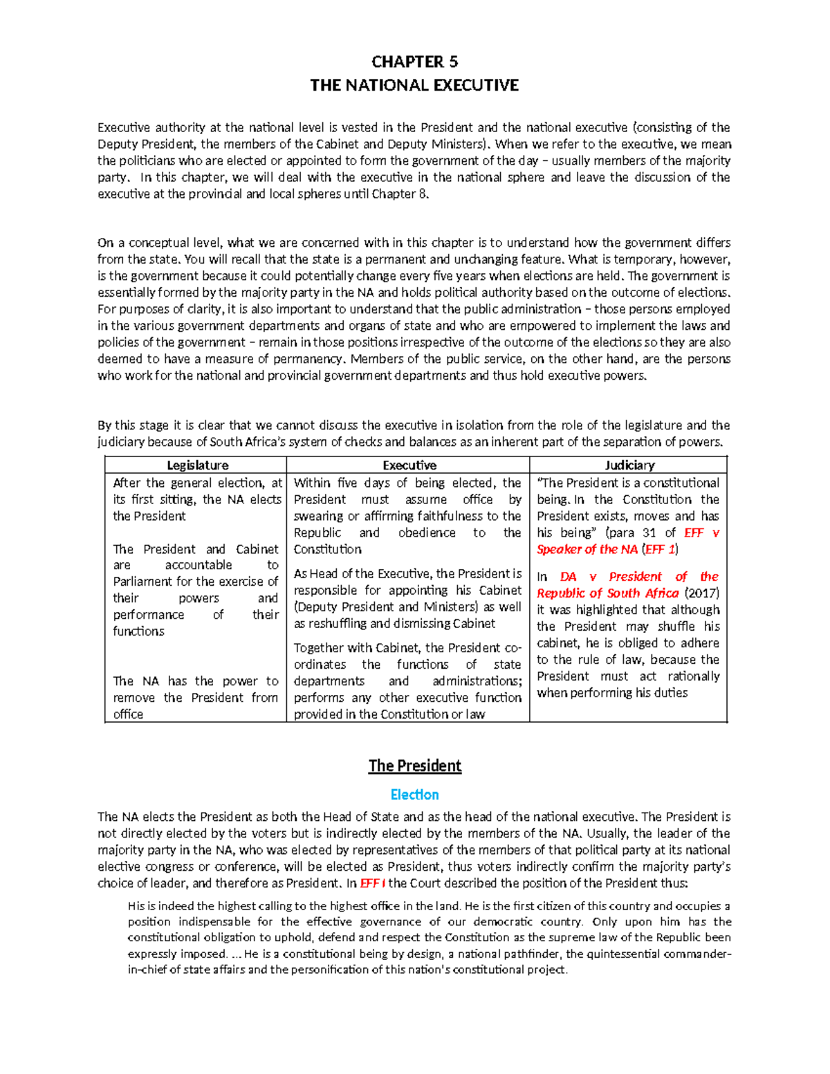 Chapter 7 in Word format - CHAPTER 5 THE NATIONAL EXECUTIVE Executive ...