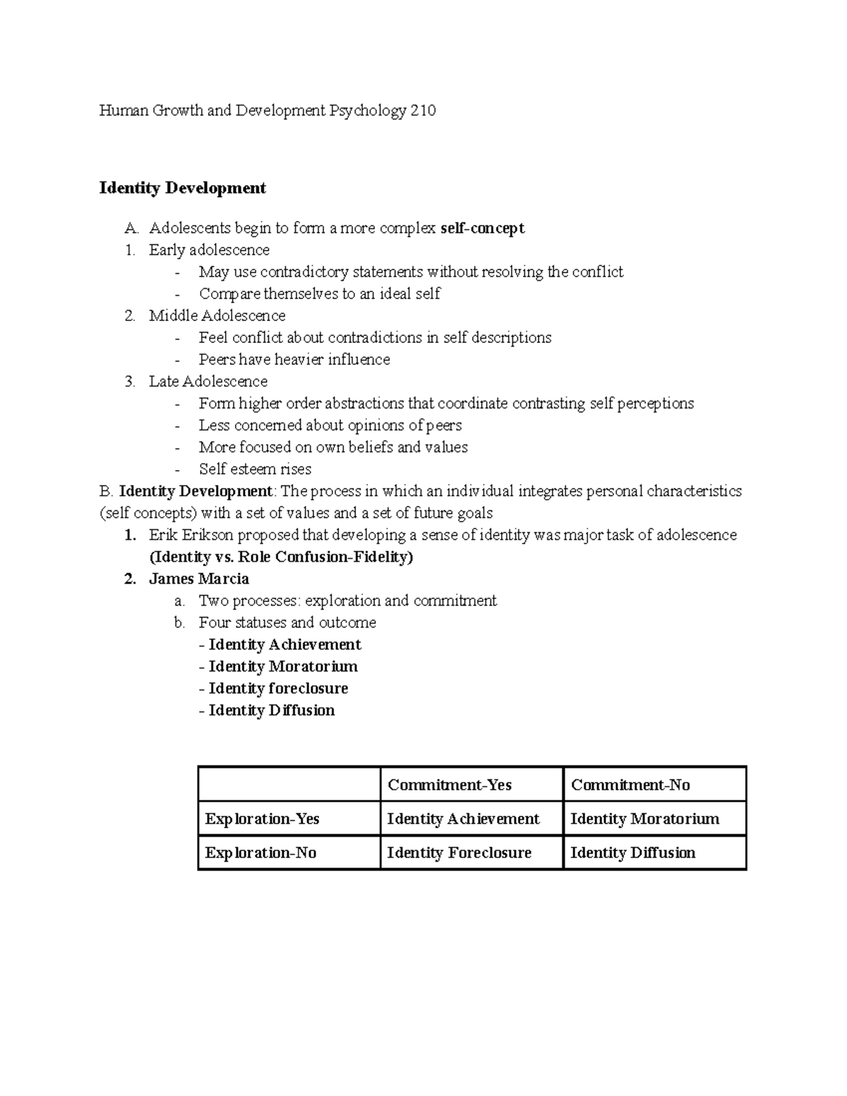 Human Growth and Development Psychology 210 - Adolescents begin to form ...