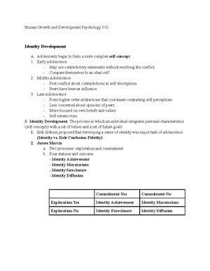 Human Growth and Development Psychology 210 - Adolescents begin to form ...