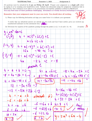 Ass1 sem 1 2017 - Assignment 1 - Basic Mathematics - MATH1040/7040 ...